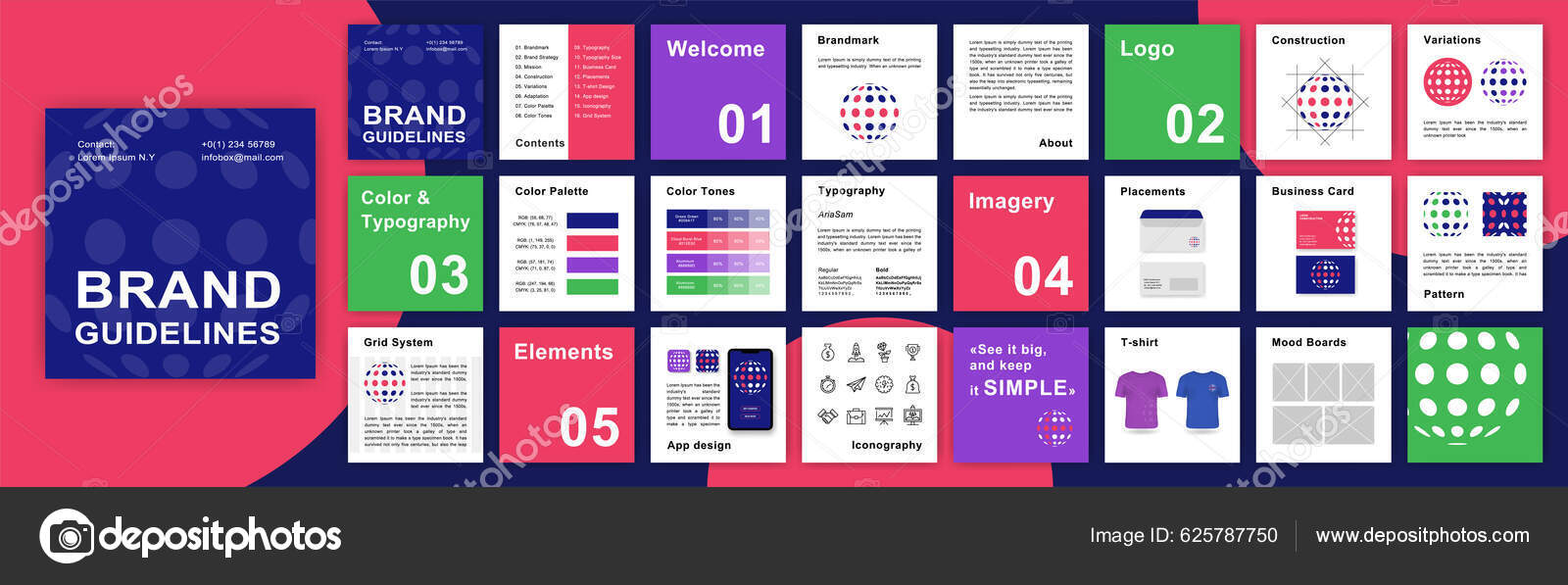 Purple Blue Brand Guidelines Template Corporate Guide Line Identity ...