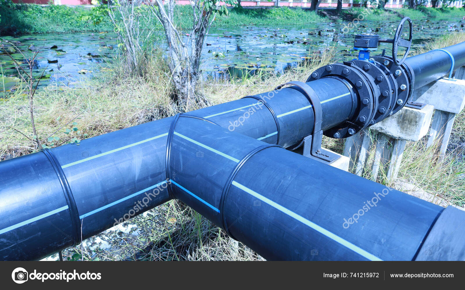 Three Way Hdpe Water Supply Pipe Close Hot Welded Polyethylene — Stock ...