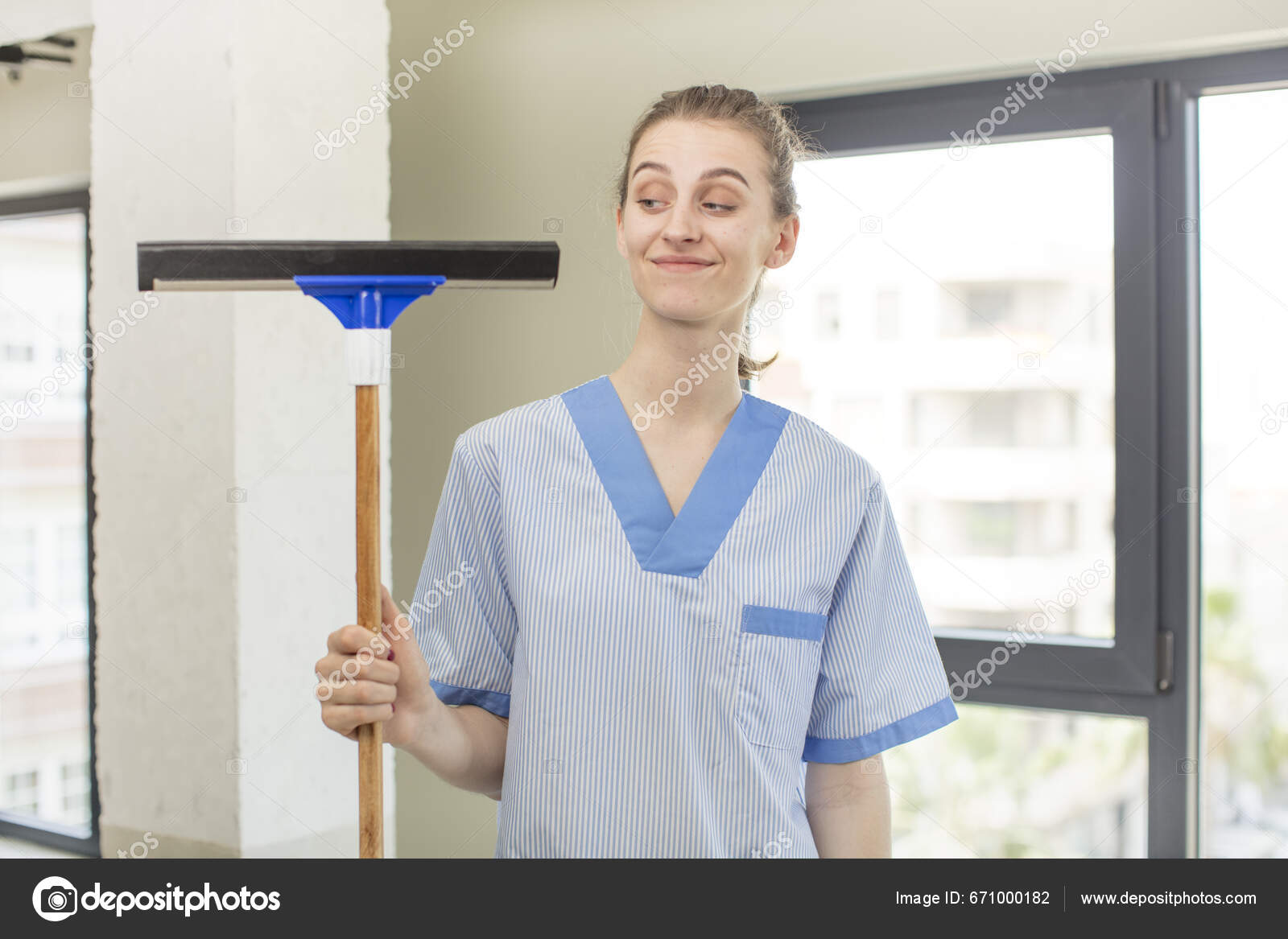 Smiling Looking Happy Confident Expression Windows Washer Concept ...