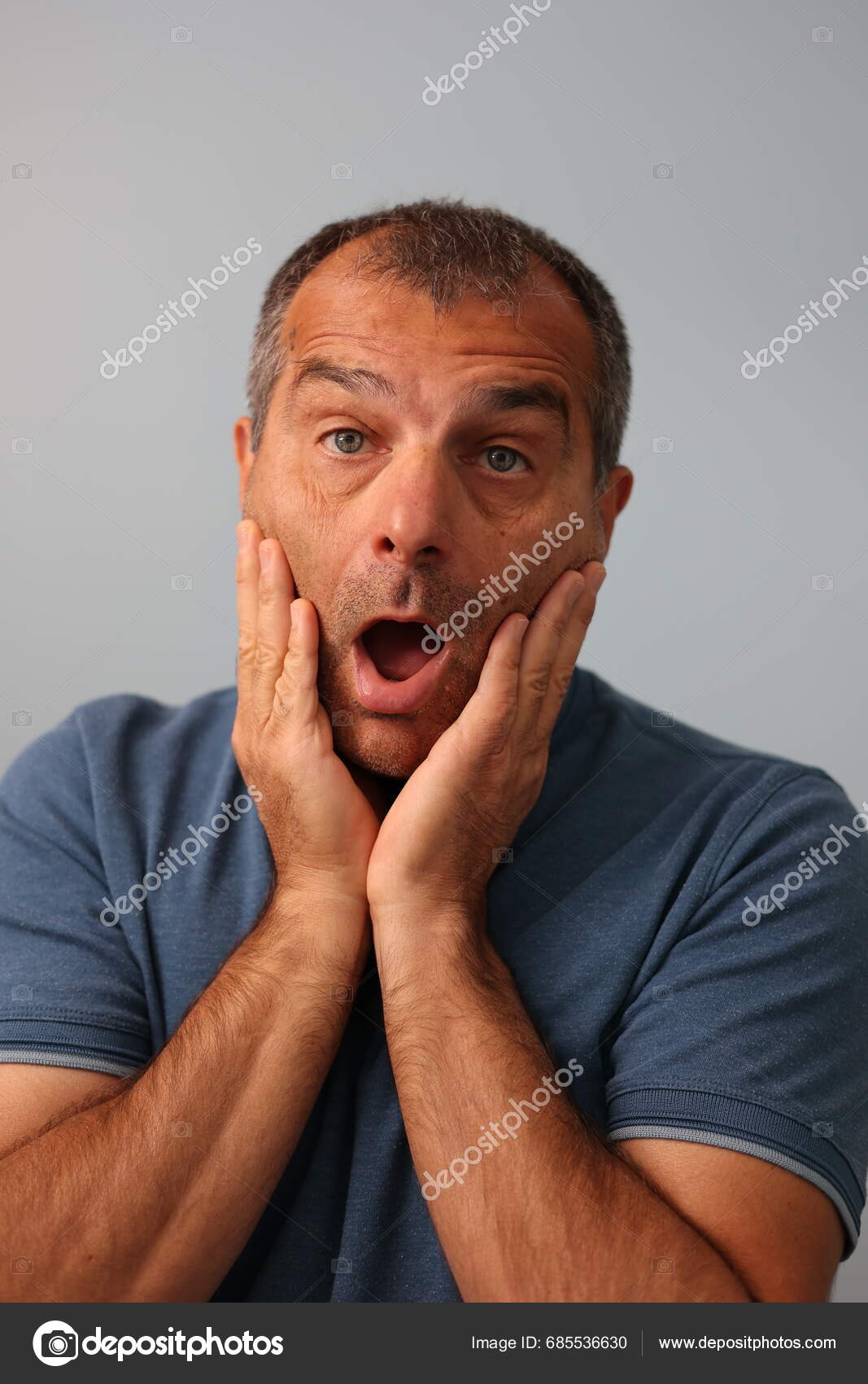 Shocked Male Face Hand His Mouth Stock Photo by ©idenev 685536630