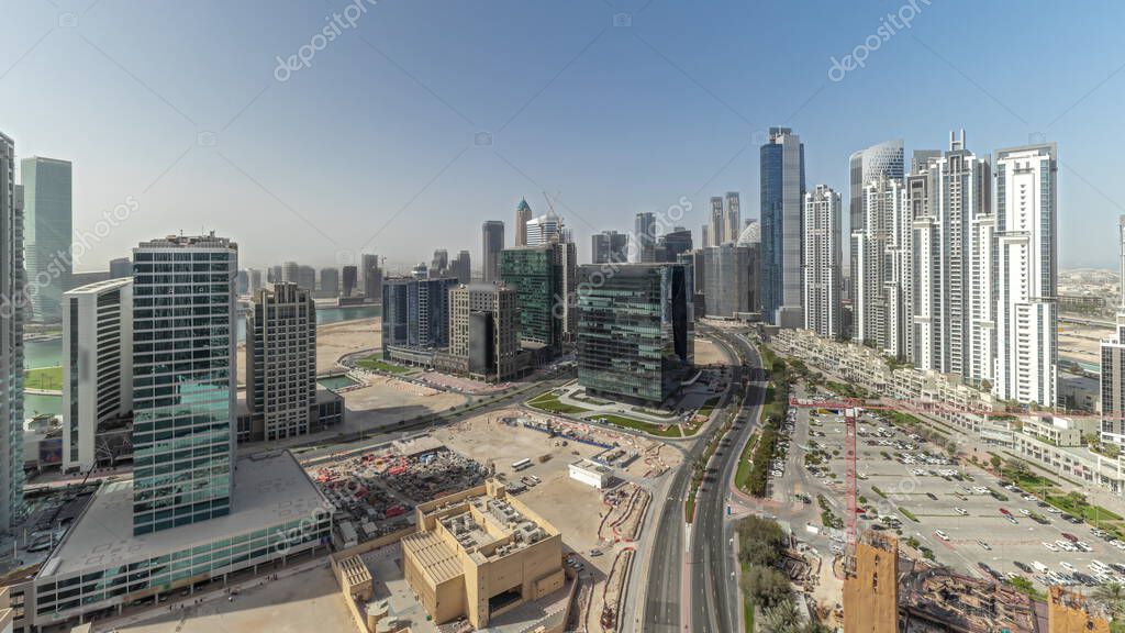 Panorama showing Bay Avenue with modern towers residential development ...