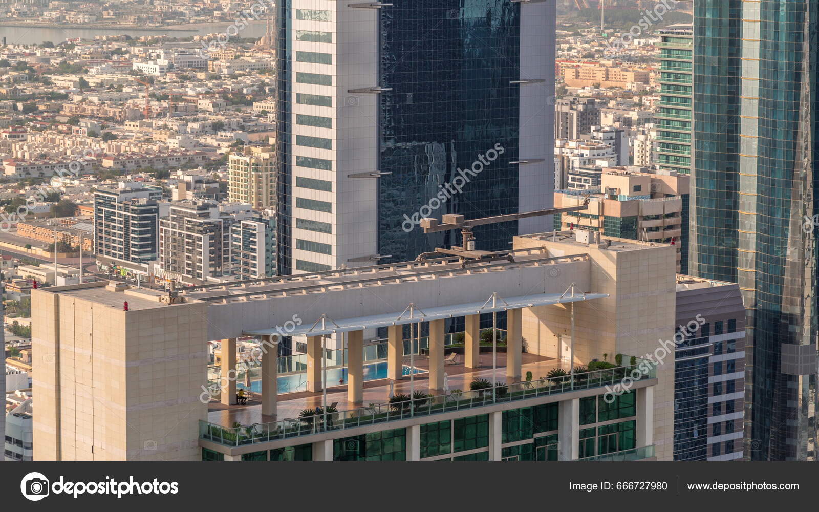Rooftop Swimming Pool Top Skyscraper Sheikh Zayed Road Dubai Aerial ...