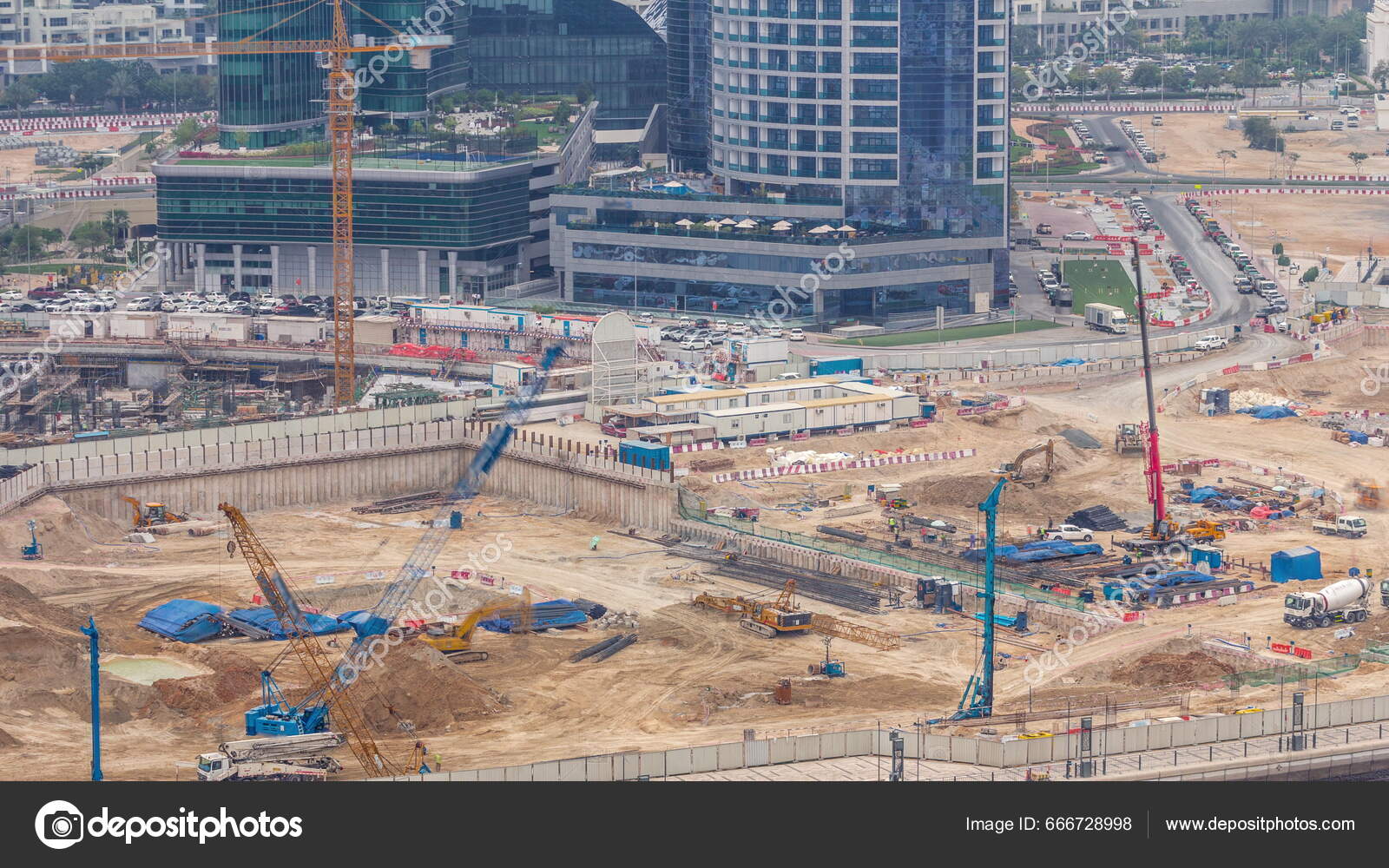 Foundation Pit Construction Apartment Complex Building Aerial Timelapse ...