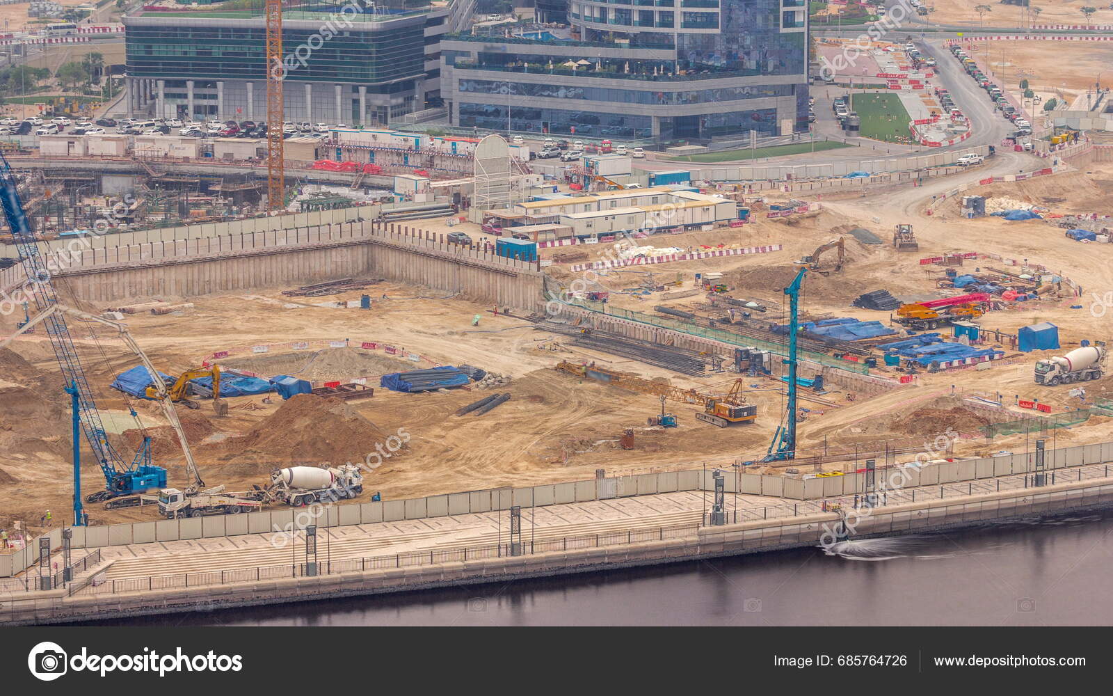 Foundation Pit Construction Apartment Complex Building Aerial Timelapse ...
