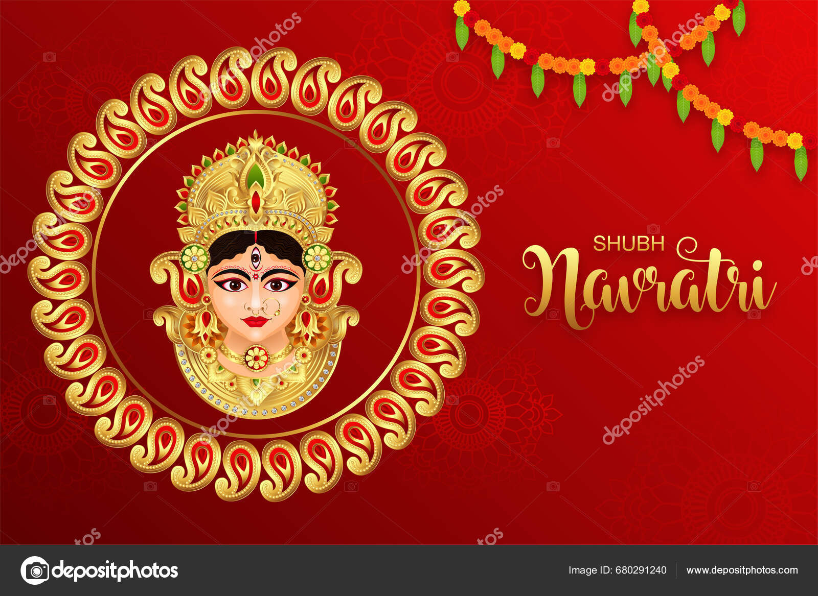 Göttin Durga Subh Navratri Happy Dussehra Und Durga Puja Festival Stock ...