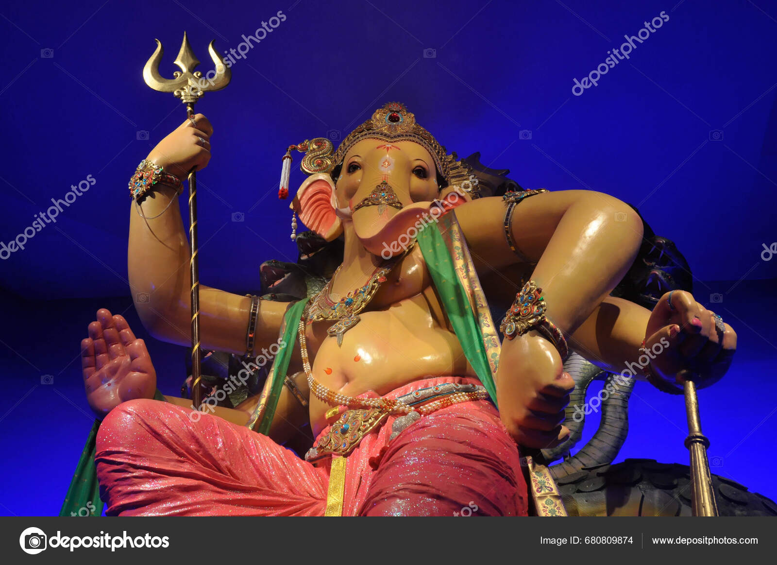 Beautiful Big Ganesha Idol Ganpati Festival Mumbai India — Stock Photo ...