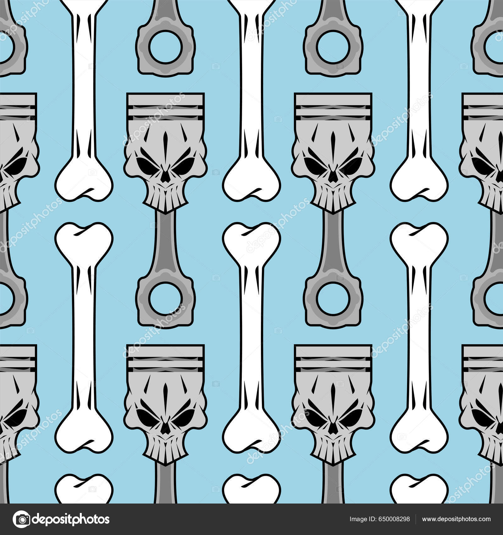 Piston Skull Background Motorcycle Club Piston Skeleton Pattern Biker ...