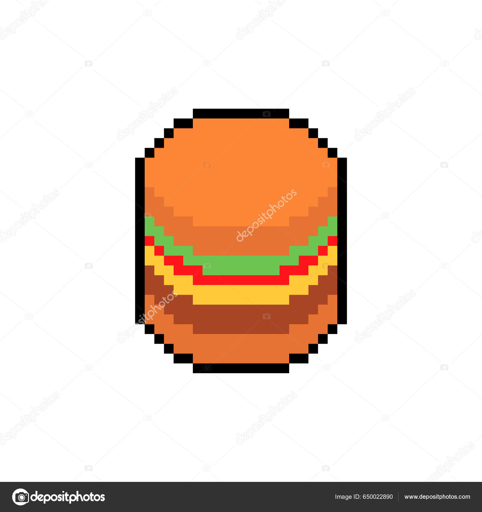 Burger Pixel Art Hamburguesa Icono Bits Símbolo Comida Rápida ...