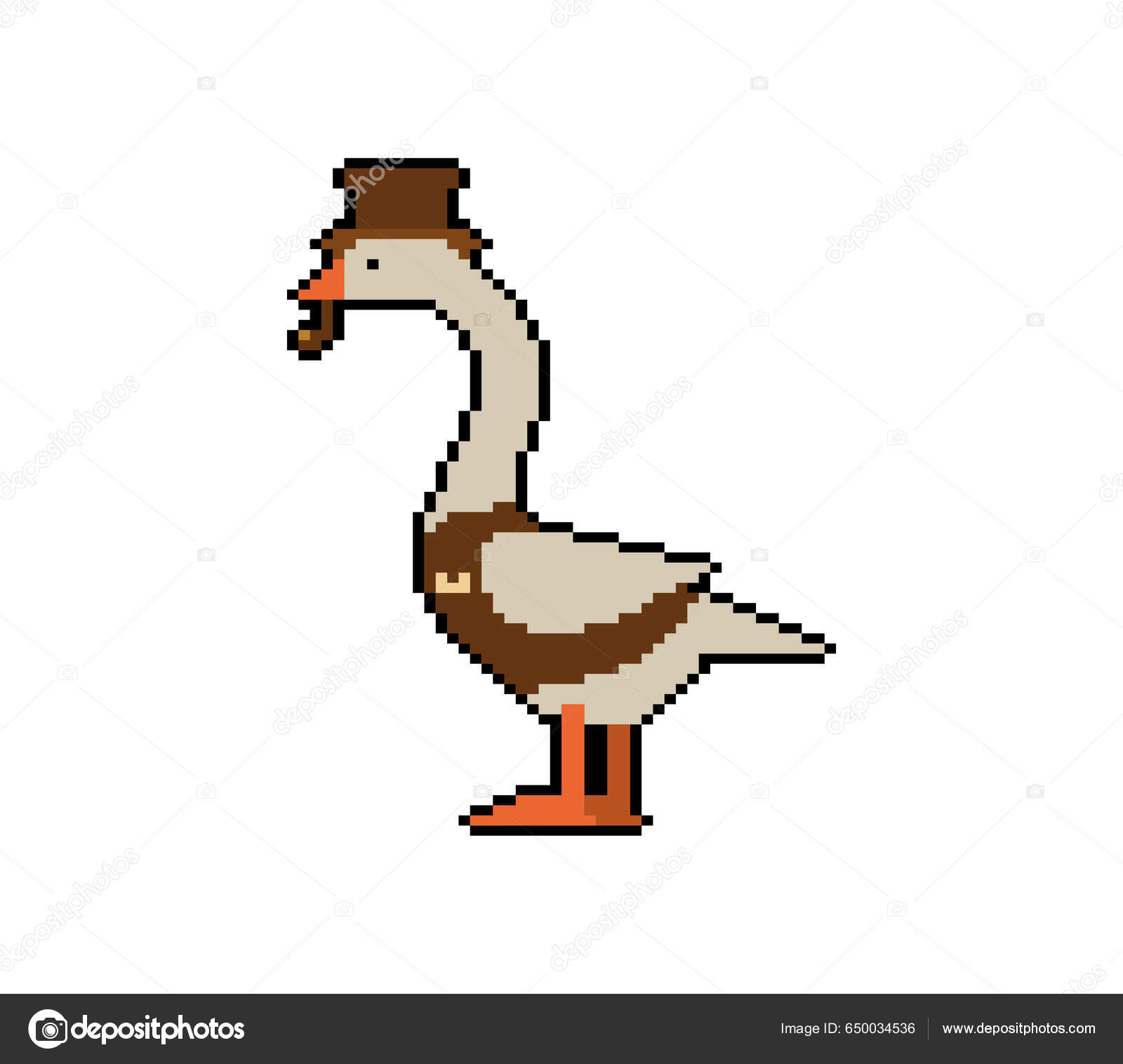 Goose Aristocrat Pixel Art Bit Goose Hat Smoking Pipe Pixelated Stock ...