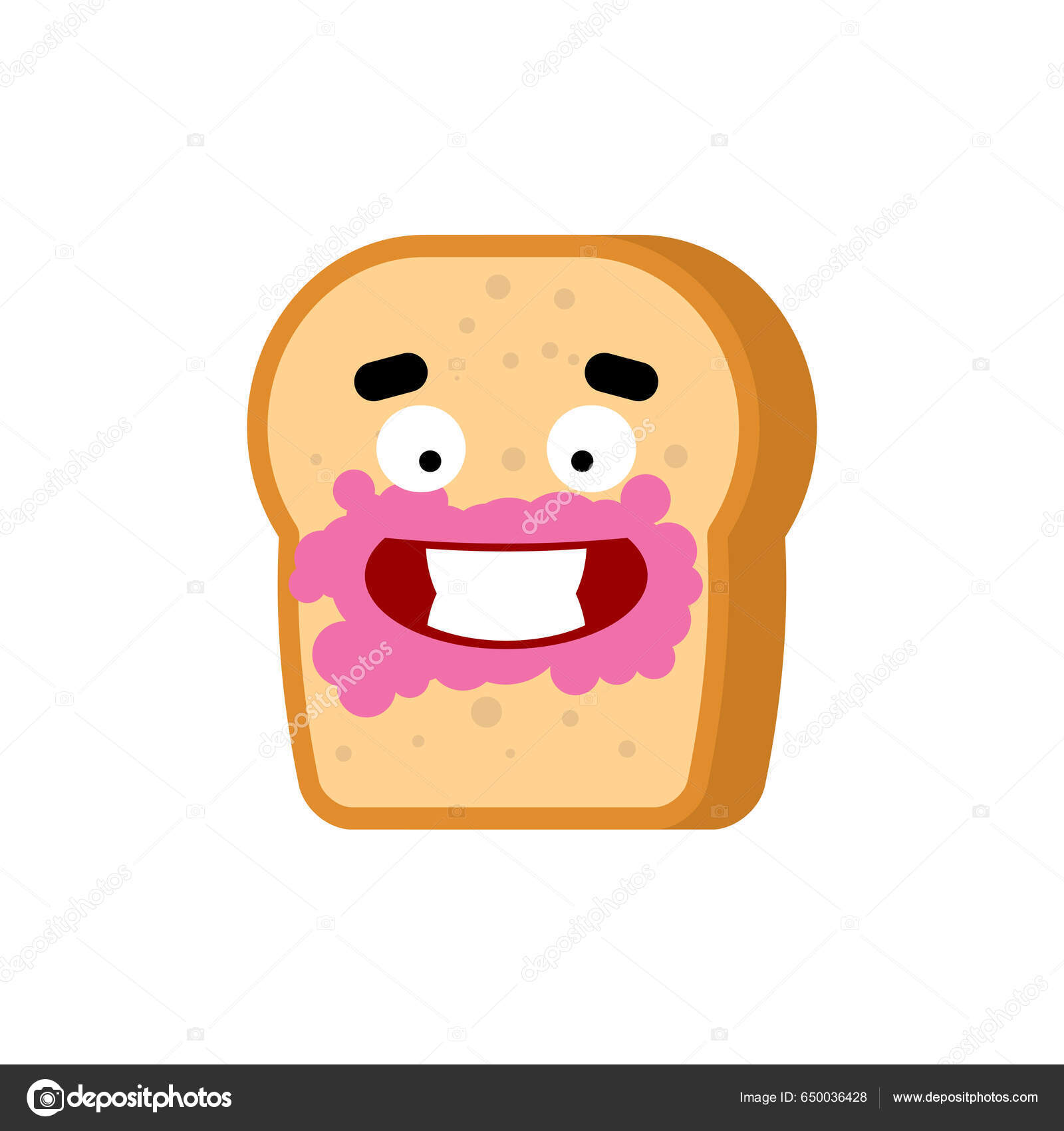 Sepotong Roti Dan Selai Karakter Lucu Kartun Vektor Stok oleh ...