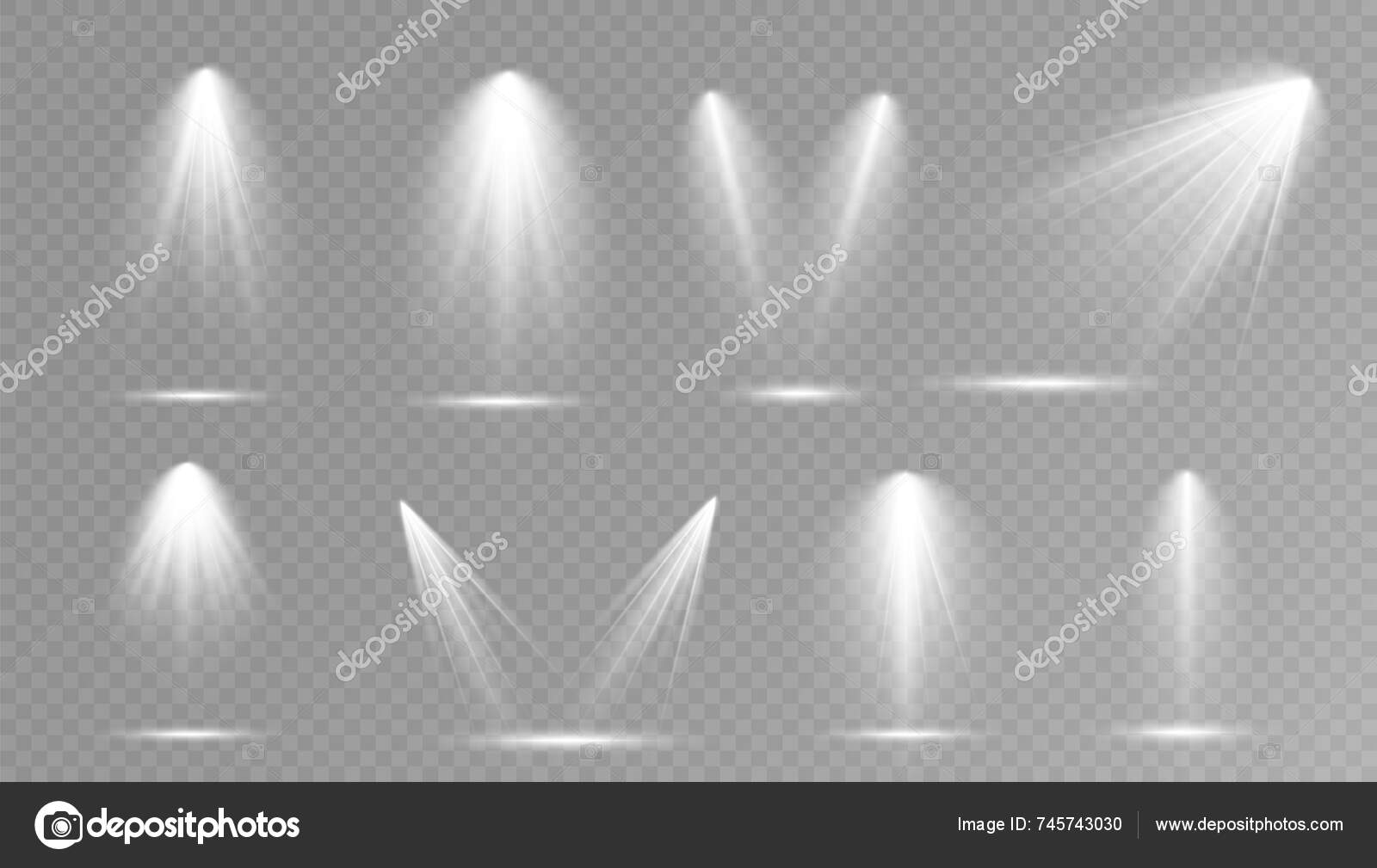 Spotlight Vector Set Light Studio Lighting Stage Spotlight Rays Light ...