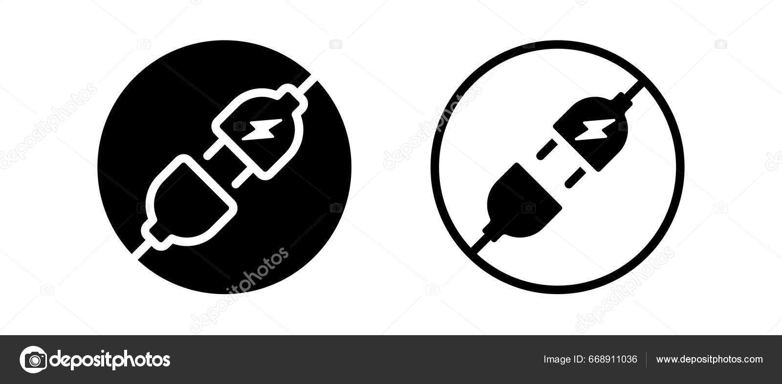 Electric Socket Plug Vector Icon Set Electric Plug Connection Symbol ...