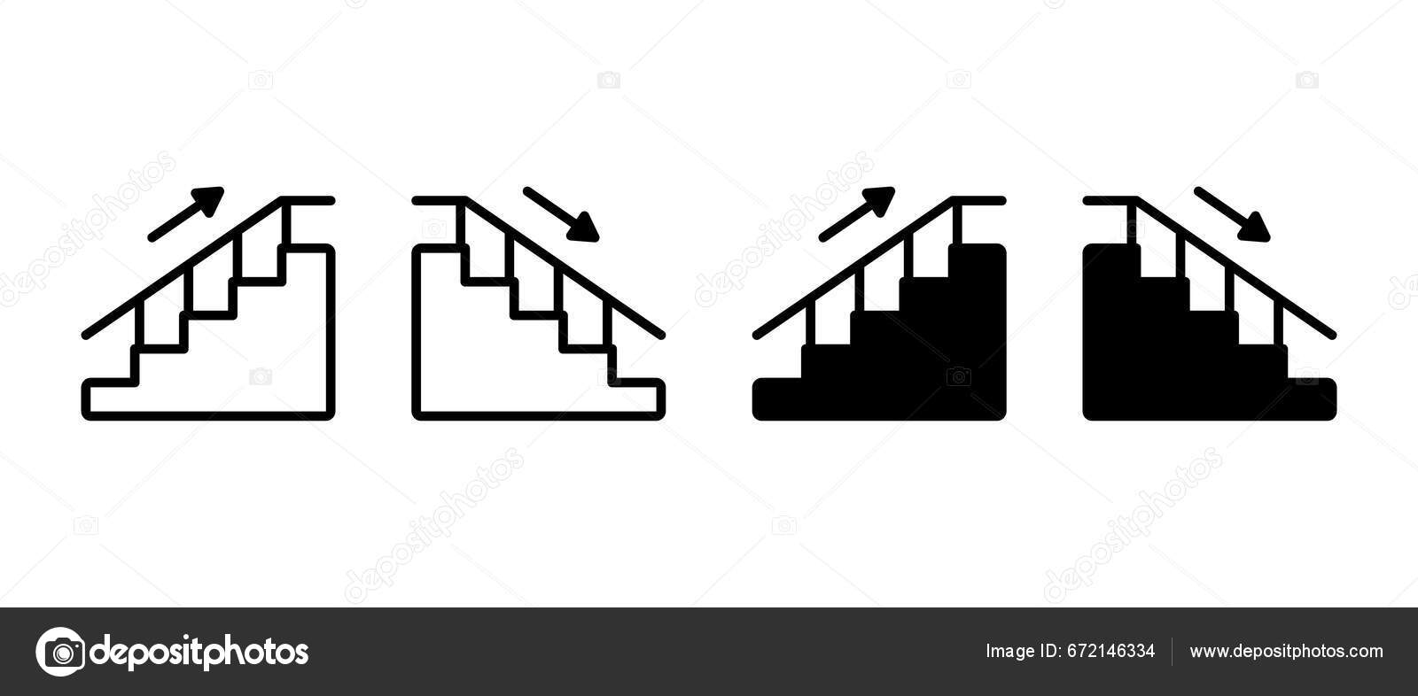 Escaleras Arriba Abajo Icono Vector Conjunto Escalera Escalera Símbolo ...