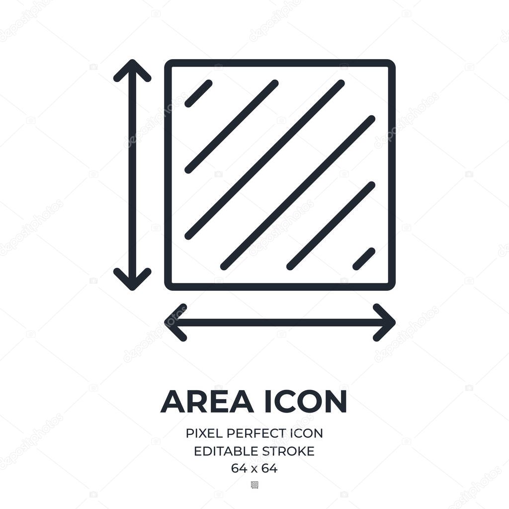 Icono del contorno del trazo editable del concepto de área y dimensión ...
