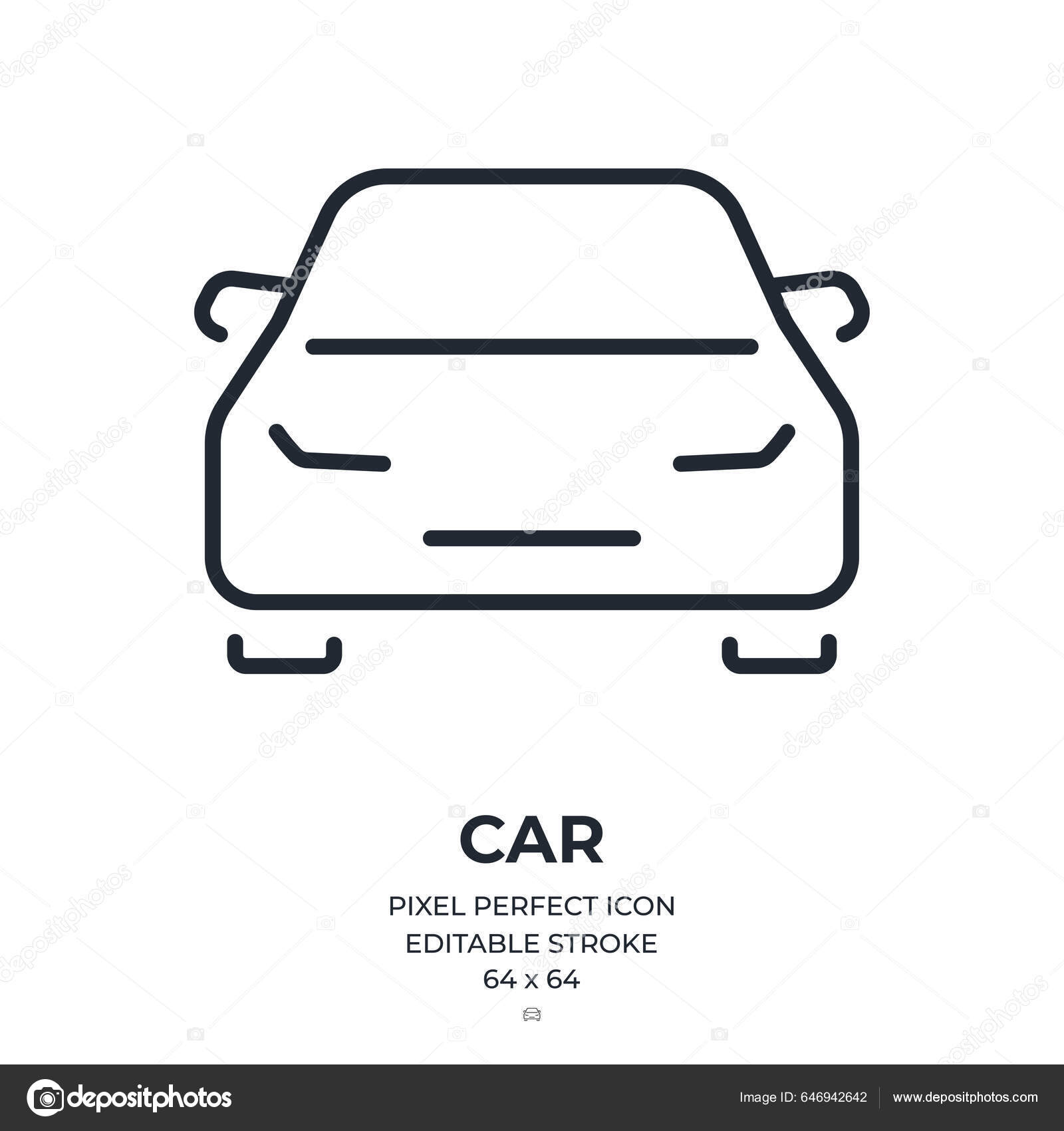 Car Editable Stroke Outline Icon Isolated White Background Flat Vector ...