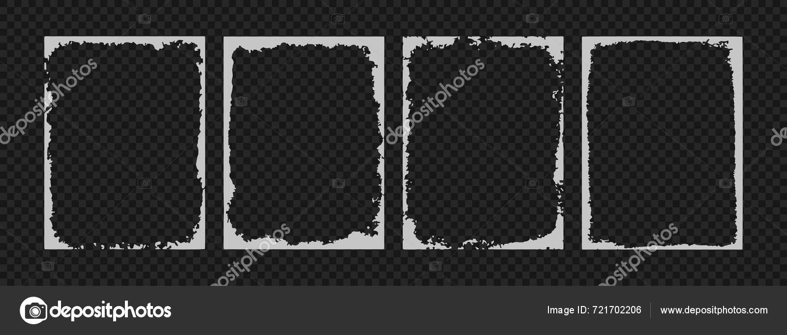 Grunge Photo Frame Template Collection Rectangular Old Rough Edge ...