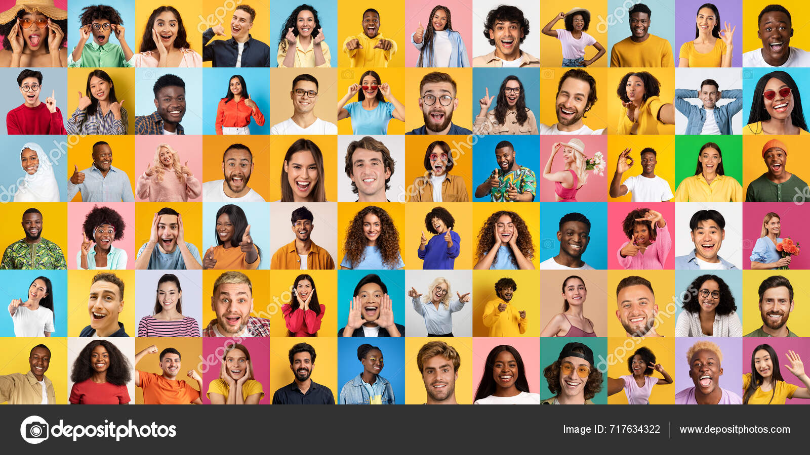 Vibrant Cheerful Display Portraits Featuring People Various Ethnic ...