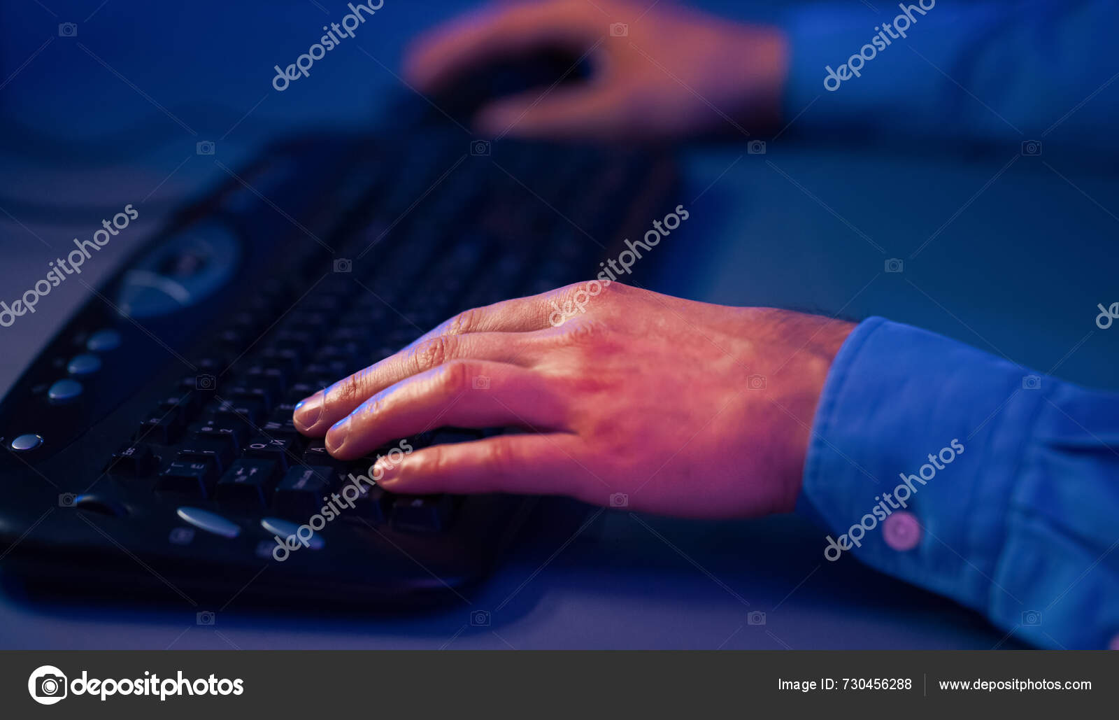 Close Photograph Captures Hand Typing Black Keyboard Fingers Hovering ...