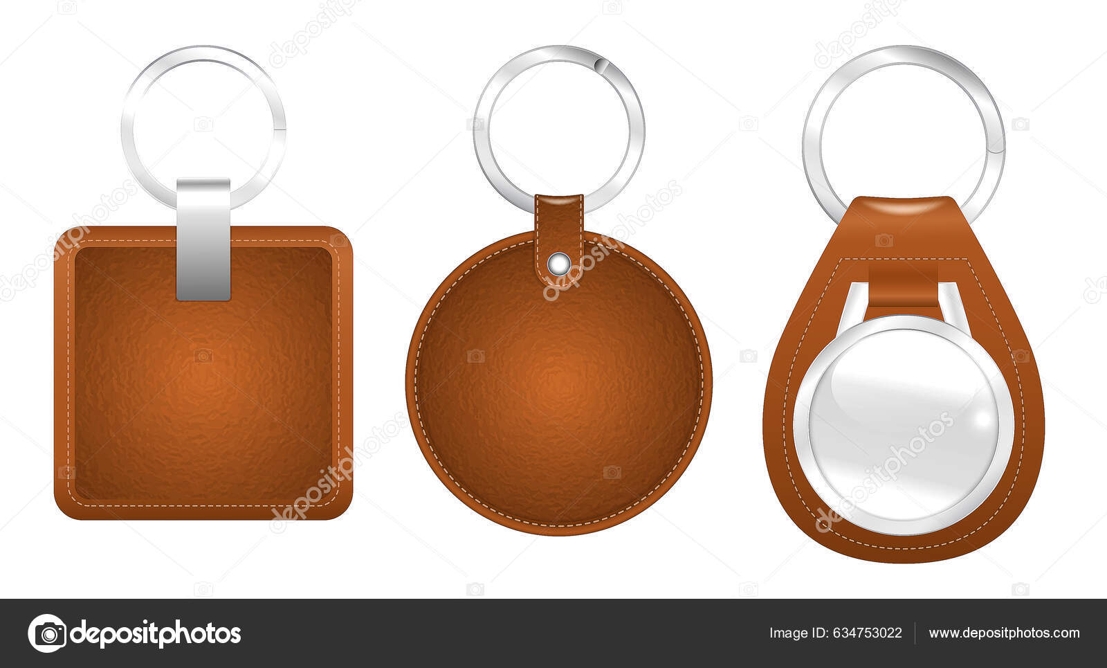 Set High Detailed Realistic Leather Key Chain Isolated Stock Vector ...