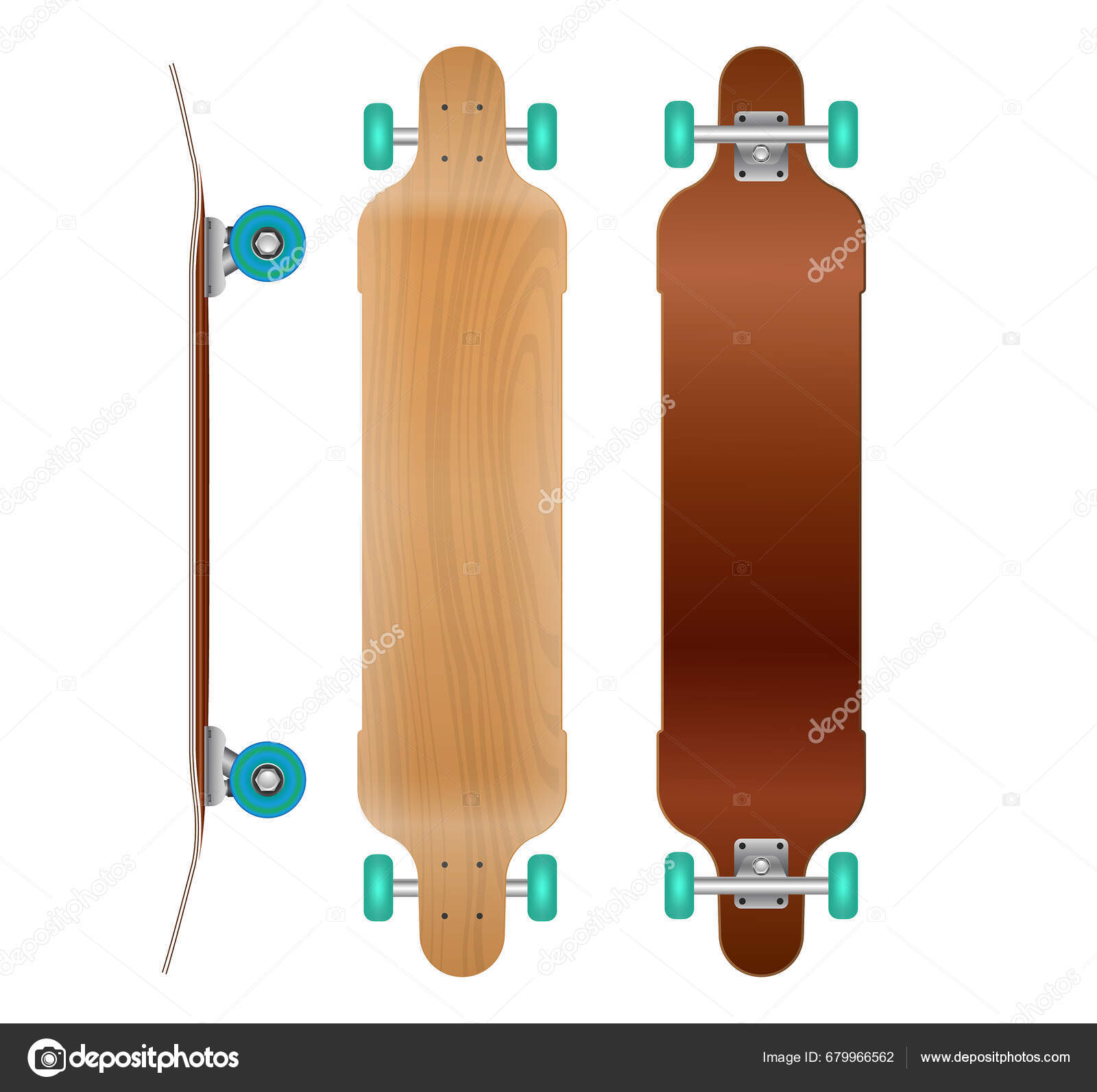Set Realistic Skateboard Deck Template Isolated Render Stock Photo by ...