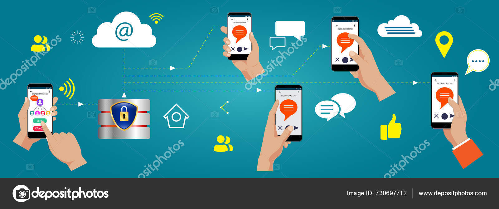 Set Direct Message Process Concept Illustration — Stock Photo ...