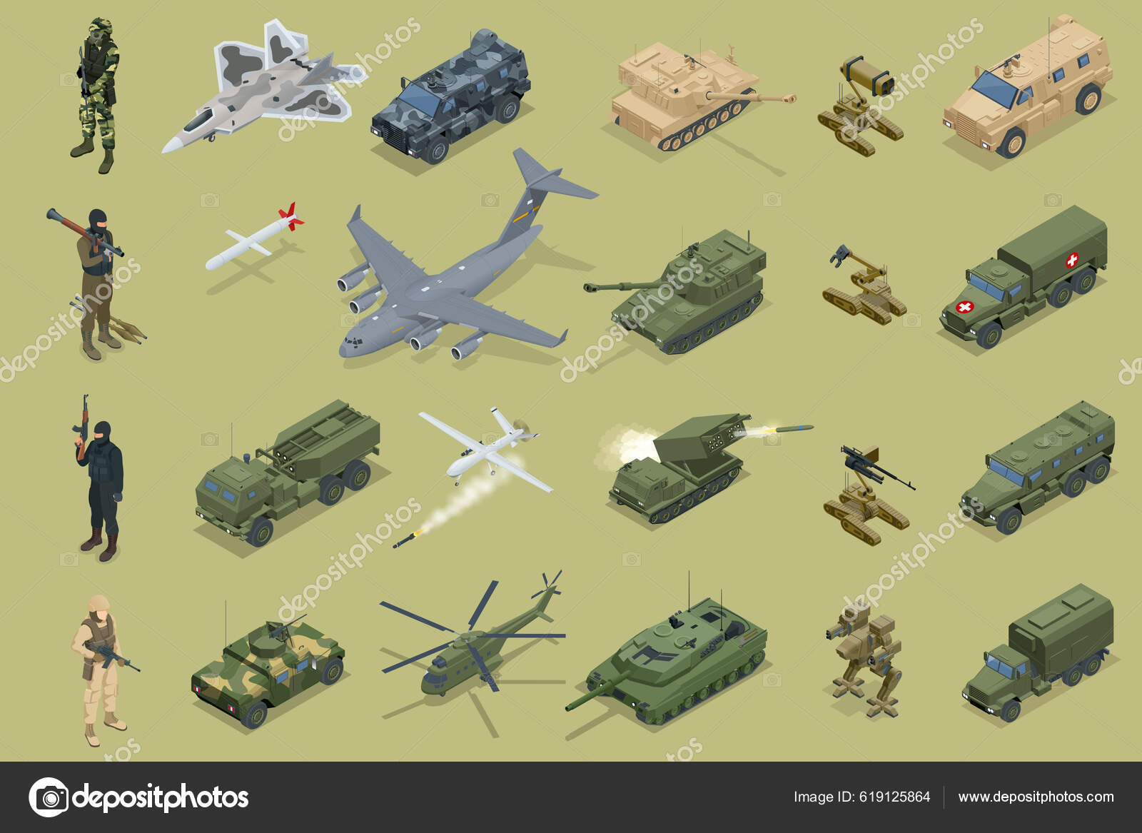 Isometric Military Transport Military Rocket Salvo Fire System Air ...