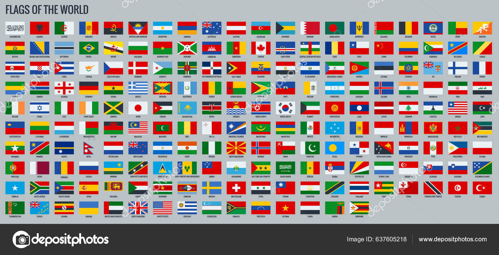 Flags World All Official National Flags World Διανυσματικό Αρχείο από ...