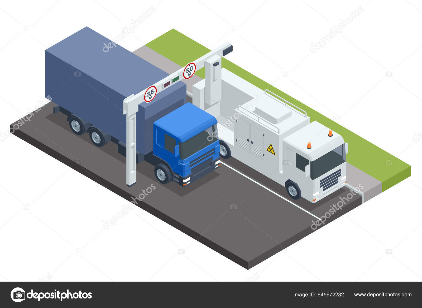 Isometric Cargo Vehicle Going Mobile Ray Control Mobile Ray Scanning ...