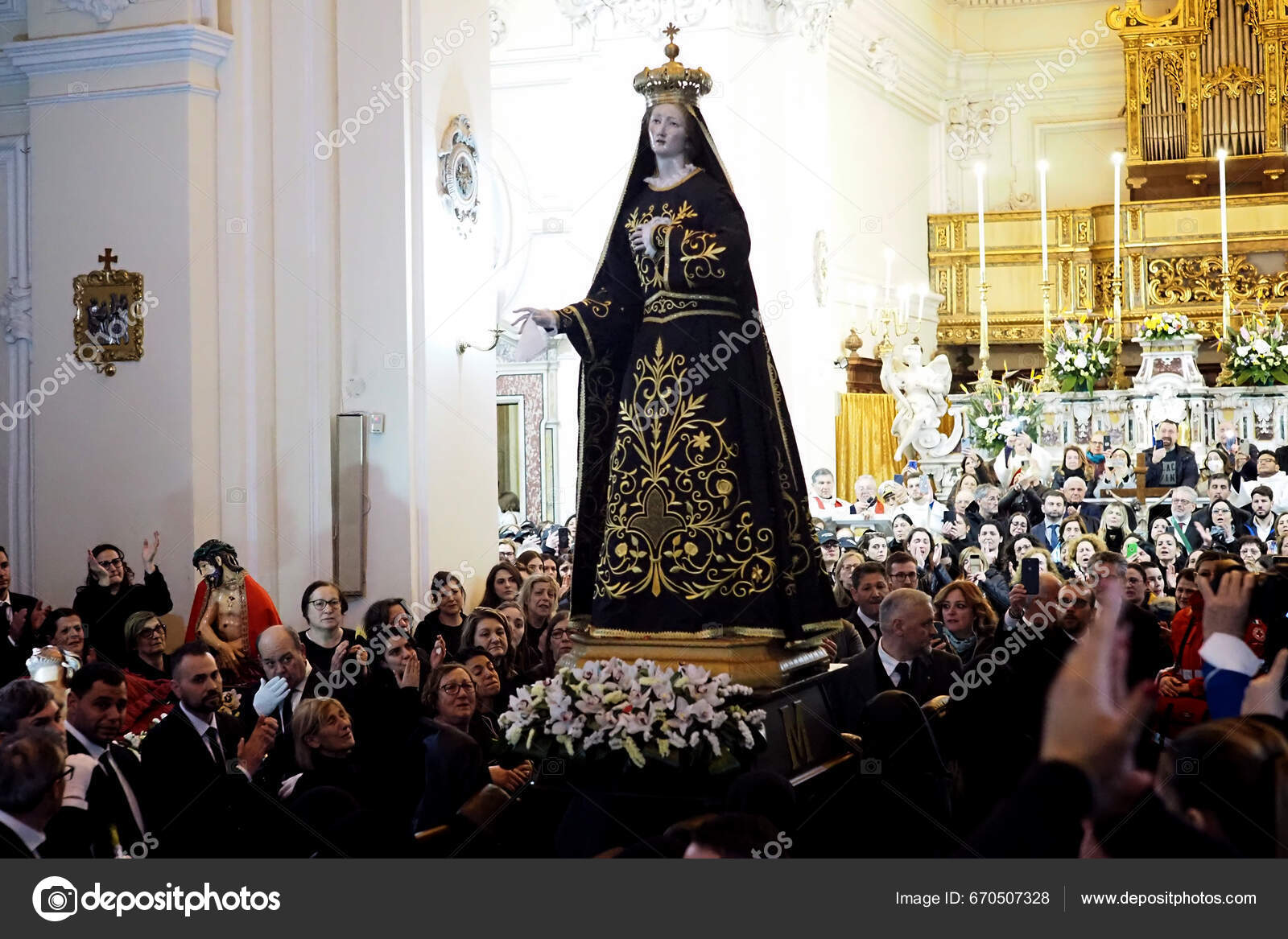 Statue Immaculate Virgin Mary Dressed Black Easter Procession Which ...