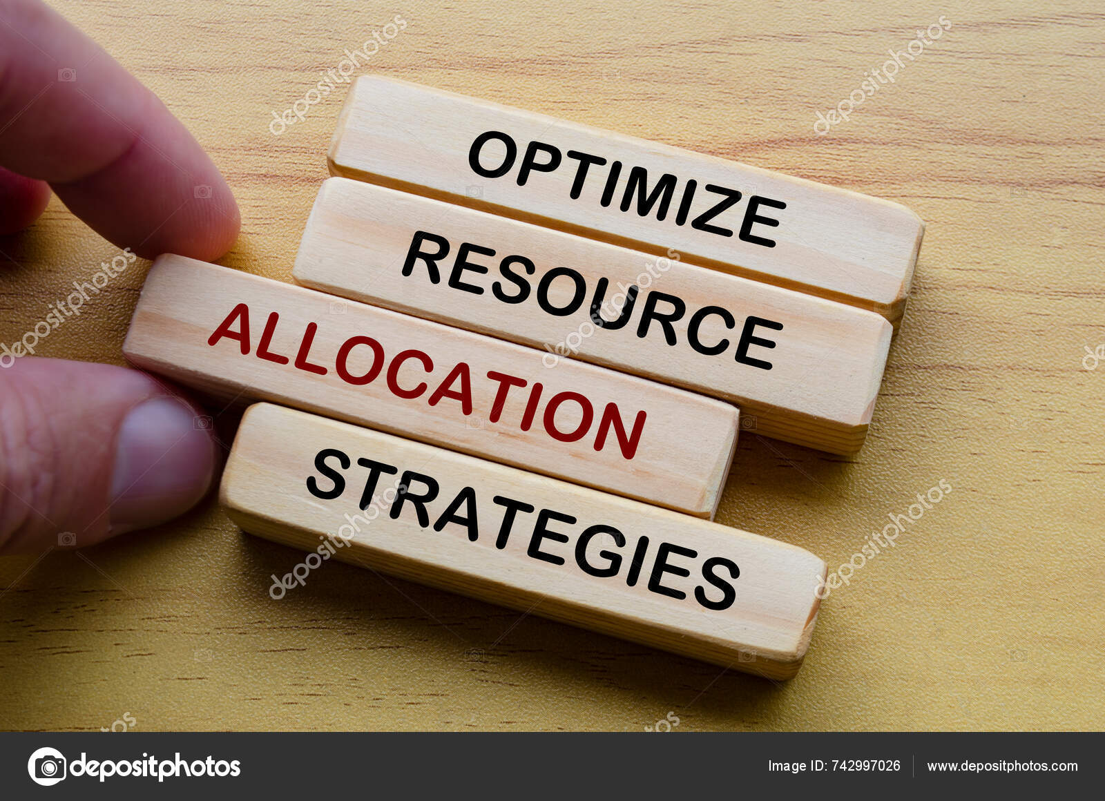 Optimize Resource Allocation Strategies Text Wooden Blocks Operational Excellence Concept