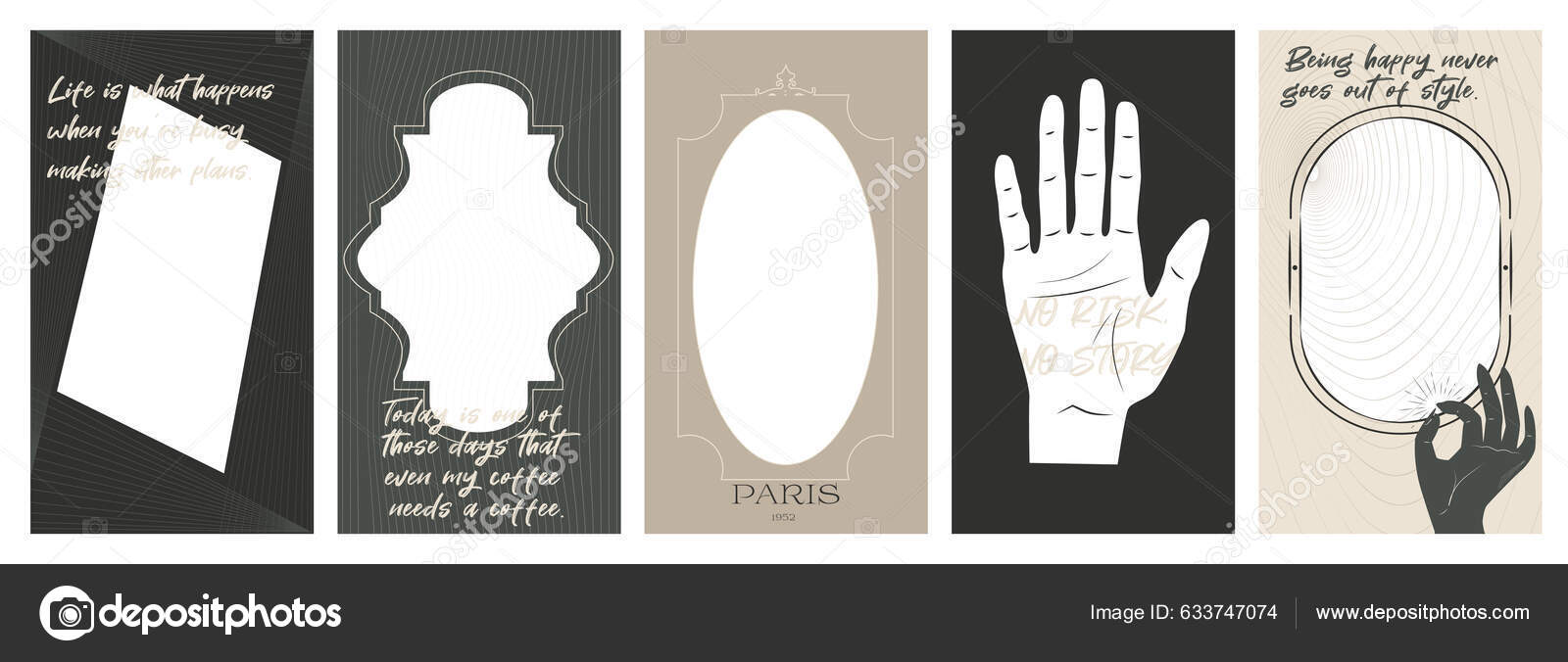 Collection Gothic Mysterious Vertical Illustrations Stories Templates ...