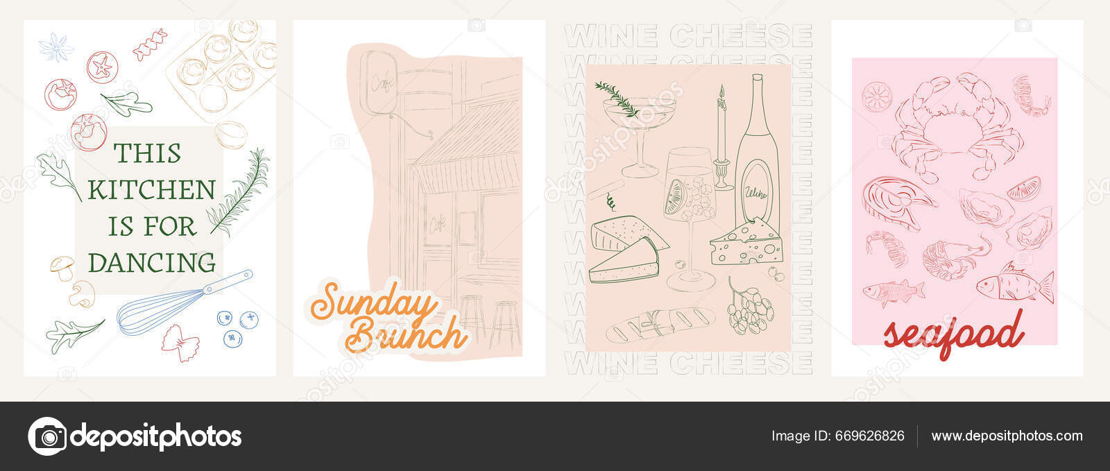 Collection Retro Kitchen Wall Art Food Poster Template Interior Posters ...