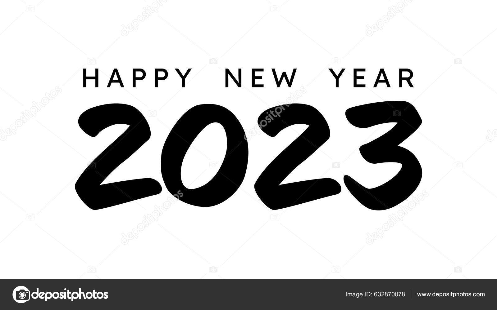 Happy New Year 2023 2023 Calligraphy Handwriting Isolated White ...
