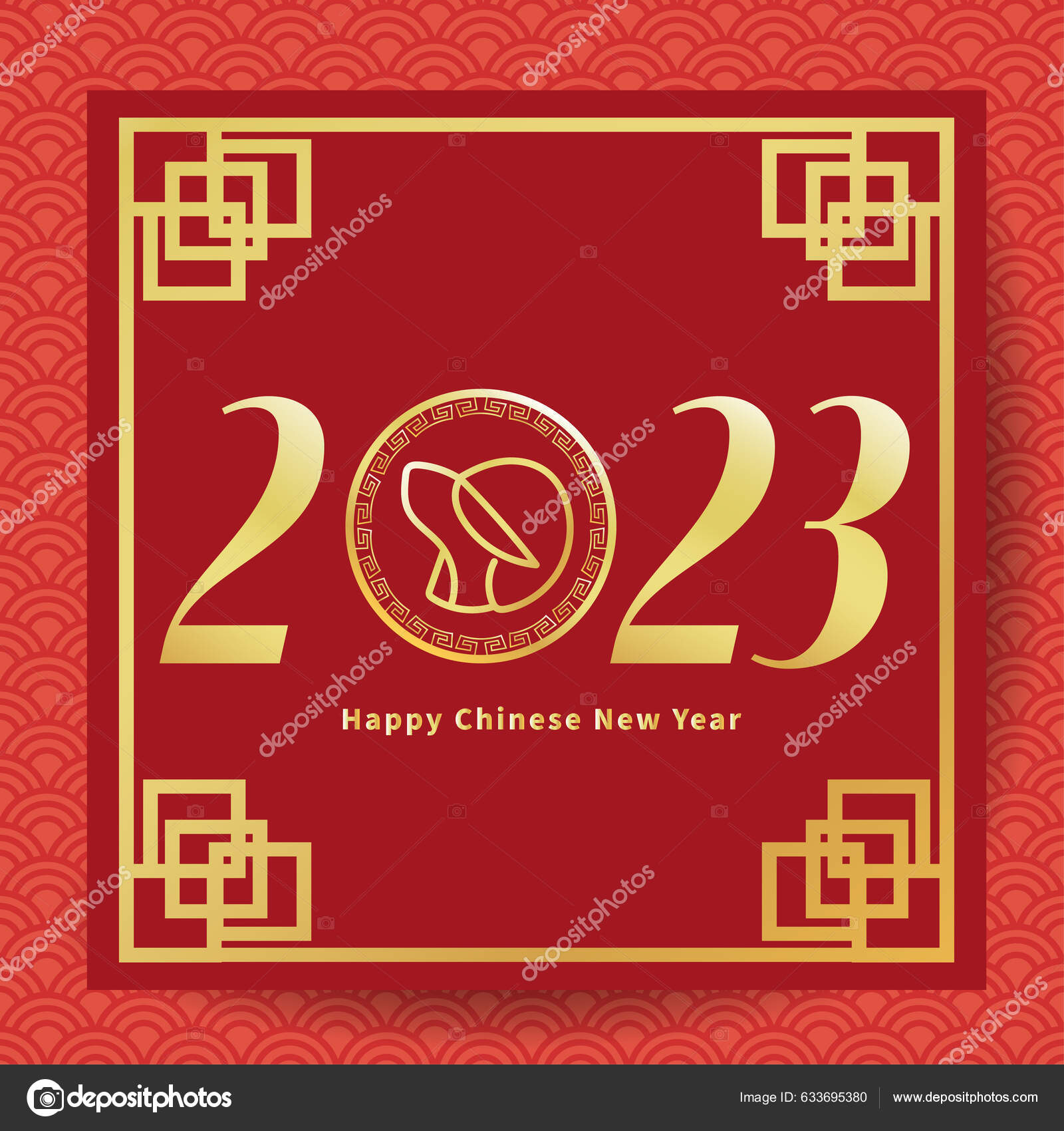 Chinese New Year 2023 Background Year Rabbit Asian Elements Red Stock ...