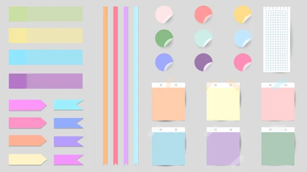 Paper Notes Stickers Sticky Sheets Tape Vector Set Gray Background ...