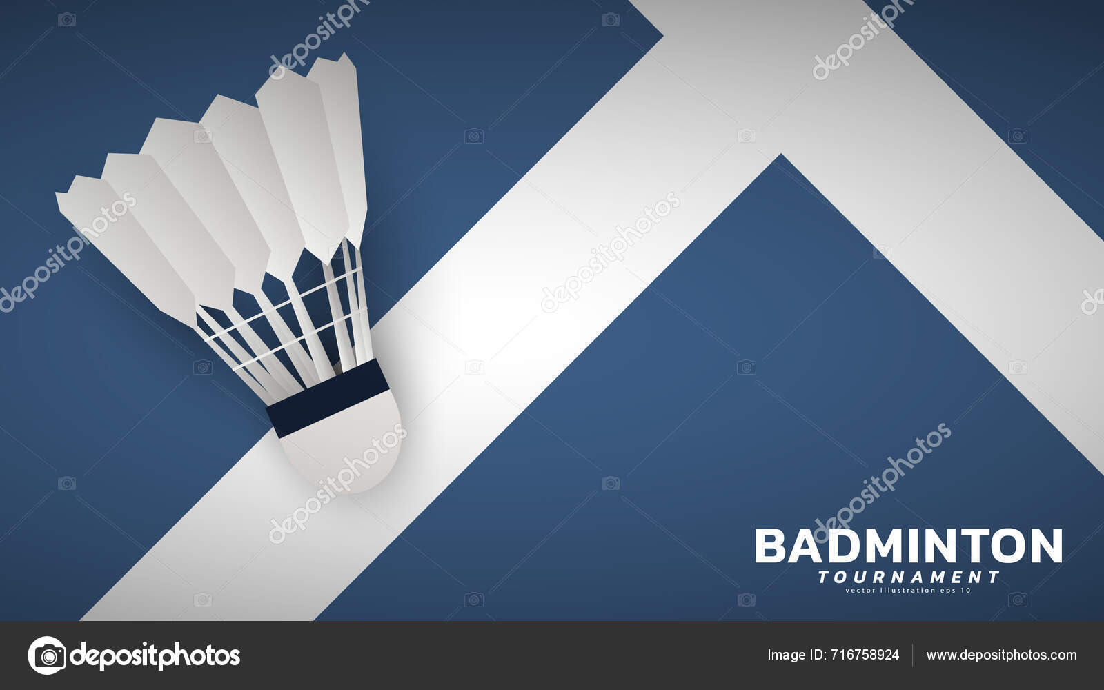 Badminton Shuttlecock White Line Blue Background Vector Sports Illustration Poster Vetor de ...