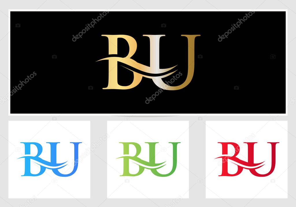Monograma inicial Letra BU Logo Design. Plantilla de Logotipo BU 2023