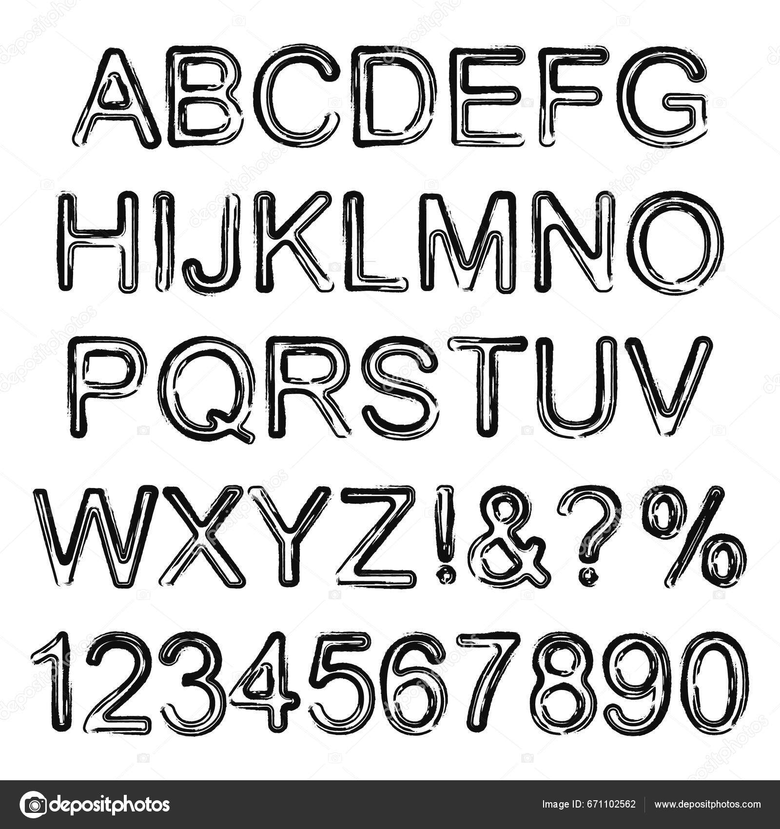 Set Grunge Letters Alphabet Numbers Birthday Cards Text Designs Stock ...