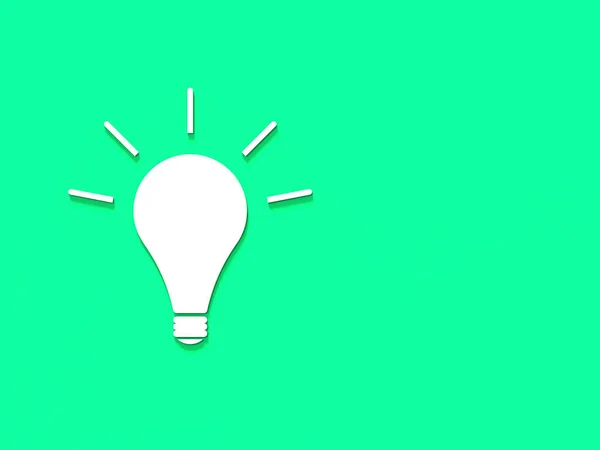 White glowing light bulb with shadow on light green background ...