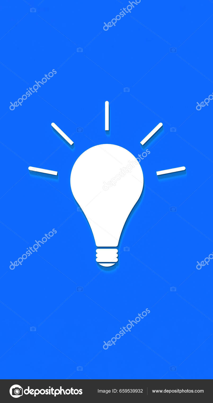 White Glowing Light Bulb Shadow Blue Background Illustration Symbol ...