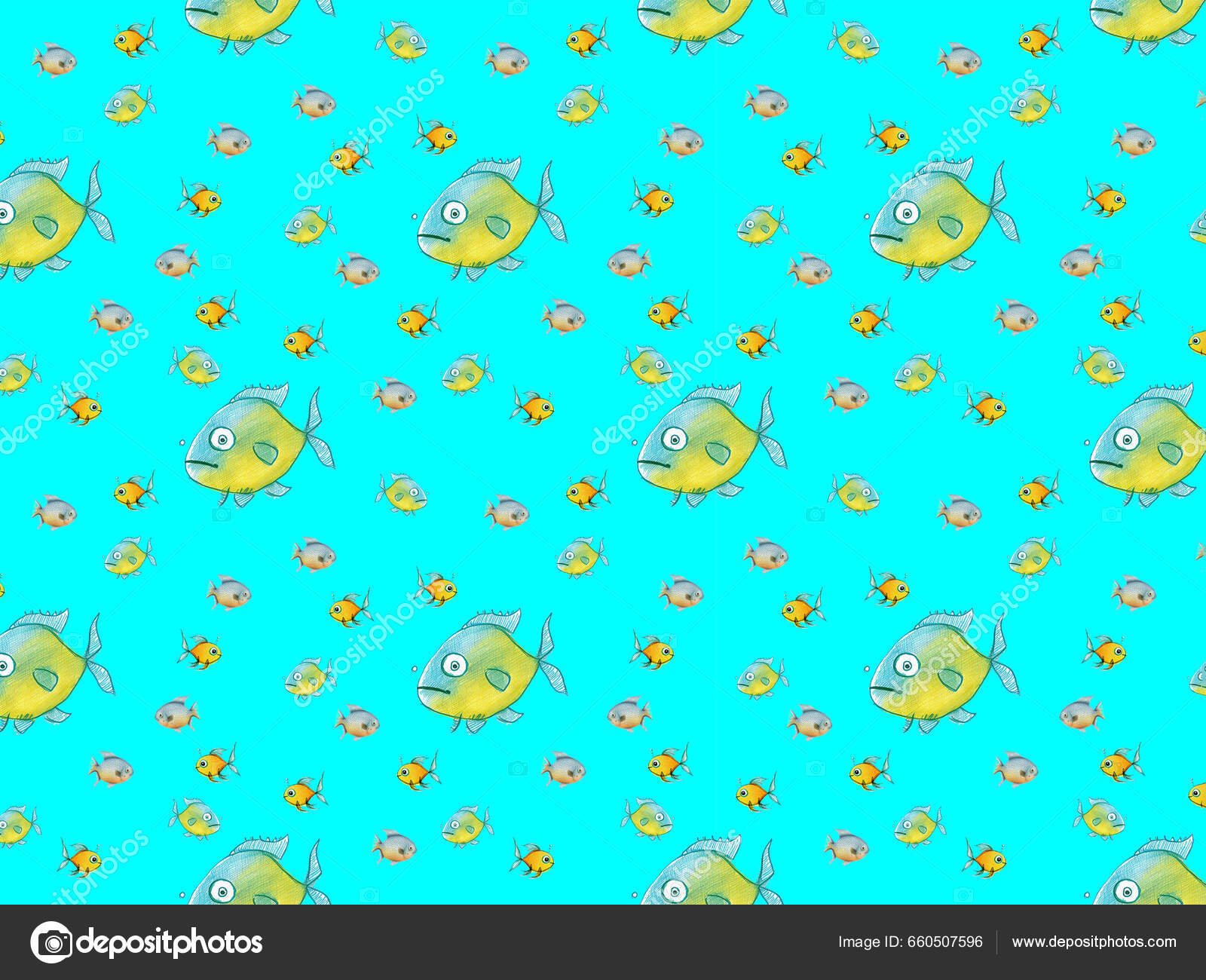 Pattern Set Fish Sea River Fish Horizontal Image — Stock Photo ...