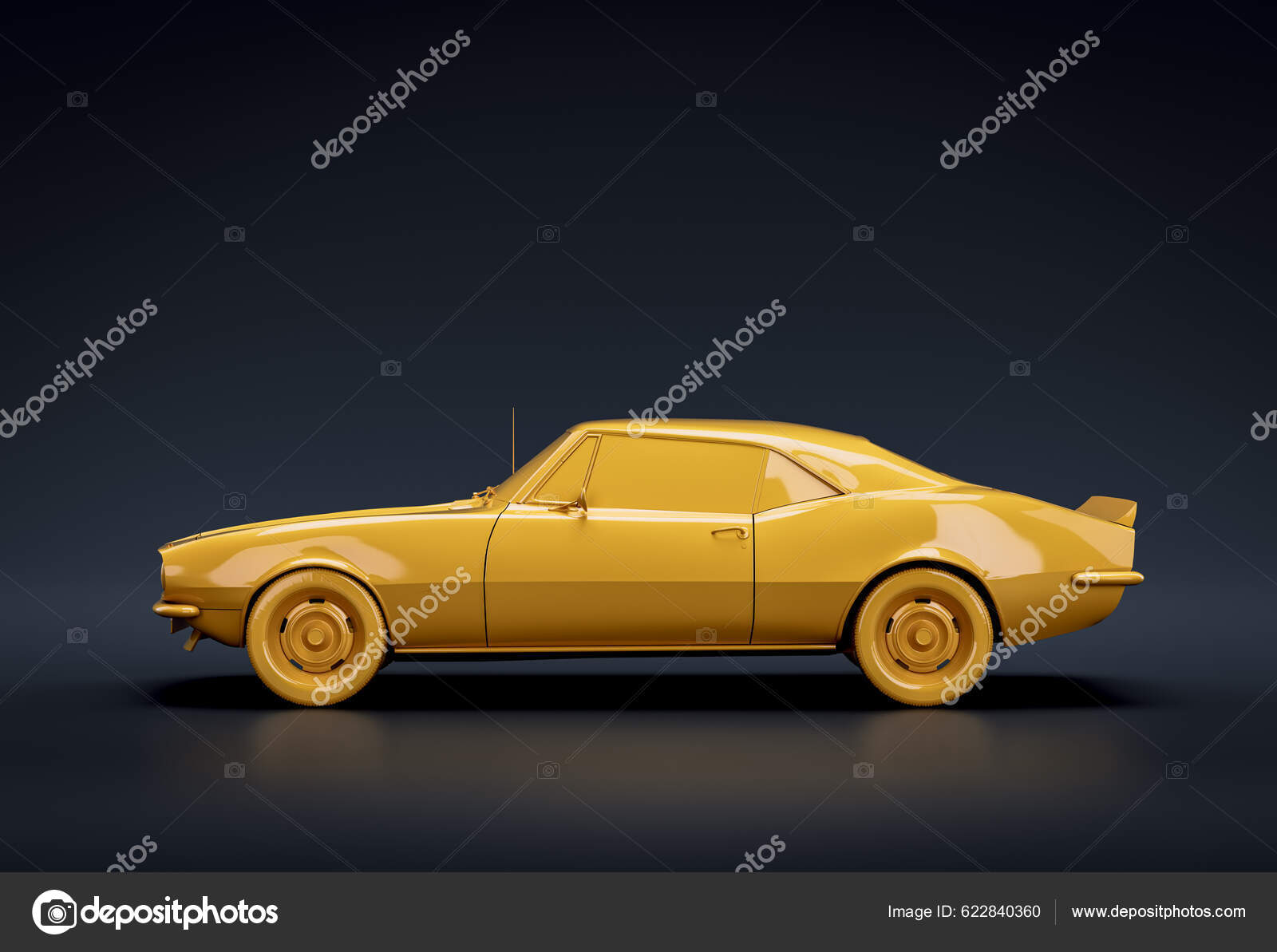 Yellow Car Monochrome Single Color Isolated Vintage Car Chevrolet ...