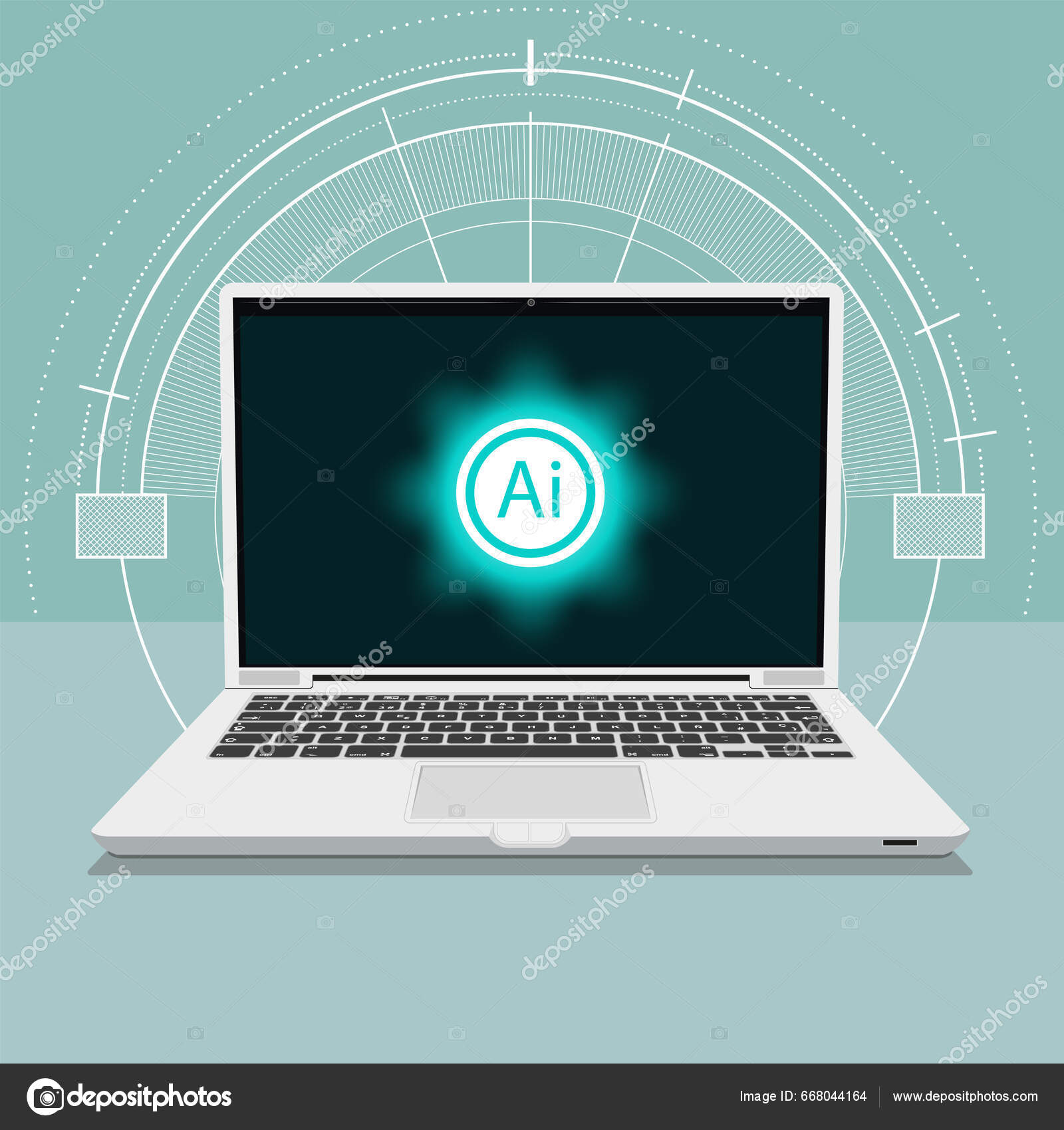 Laptop Turned Screen Viewer Artificial Intelligence Future Technologies ...