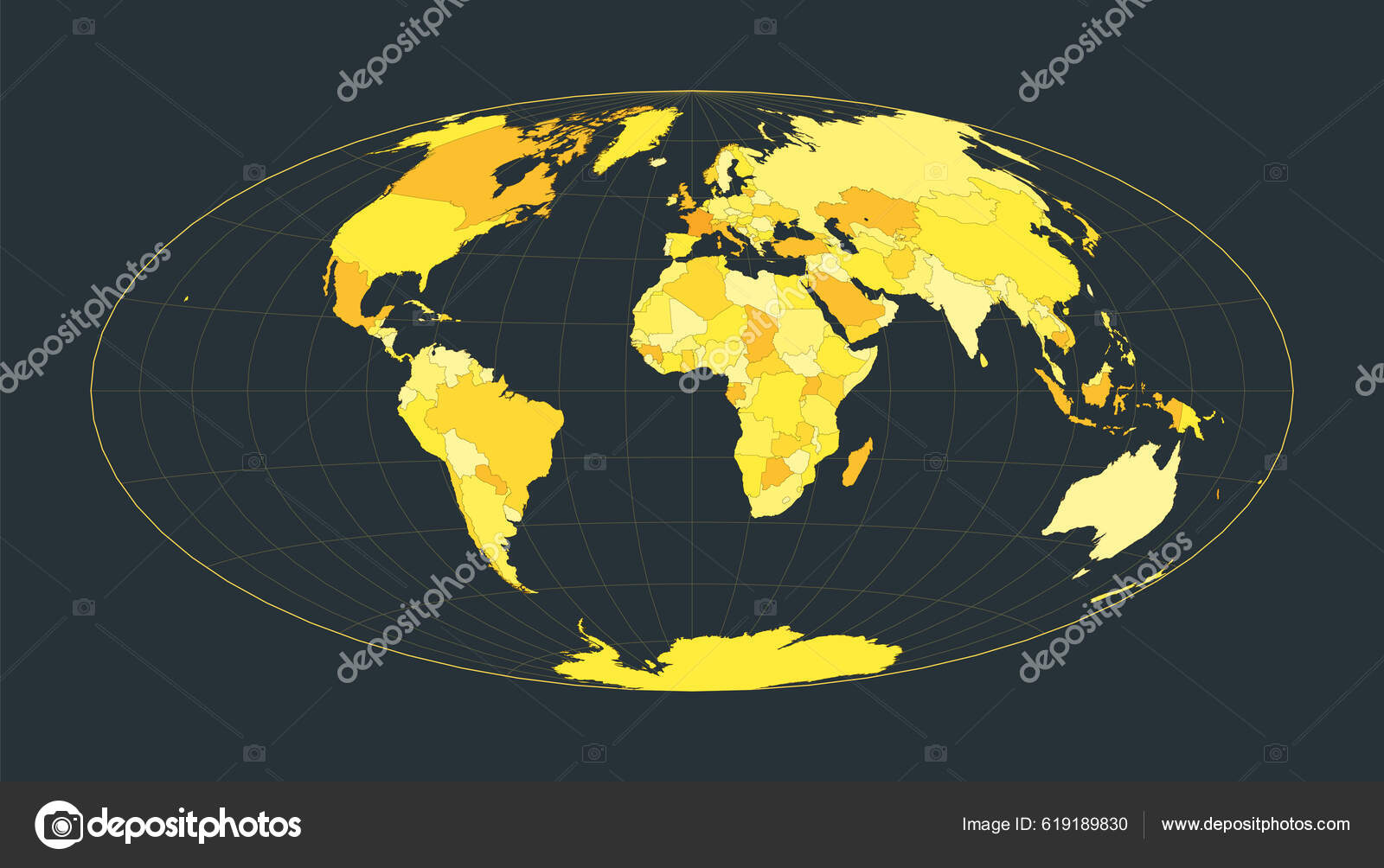 World Map Hammer Projection Futuristic World Illustration Your ...