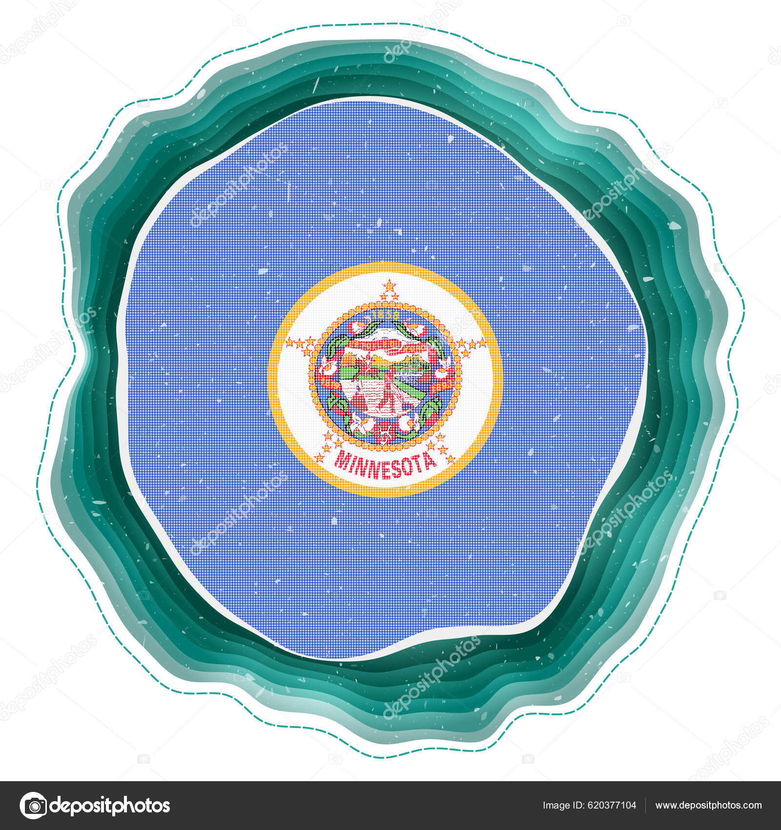 Minnesota Flag Frame Badge State Layered Circular Sign Minnesota Flag ...