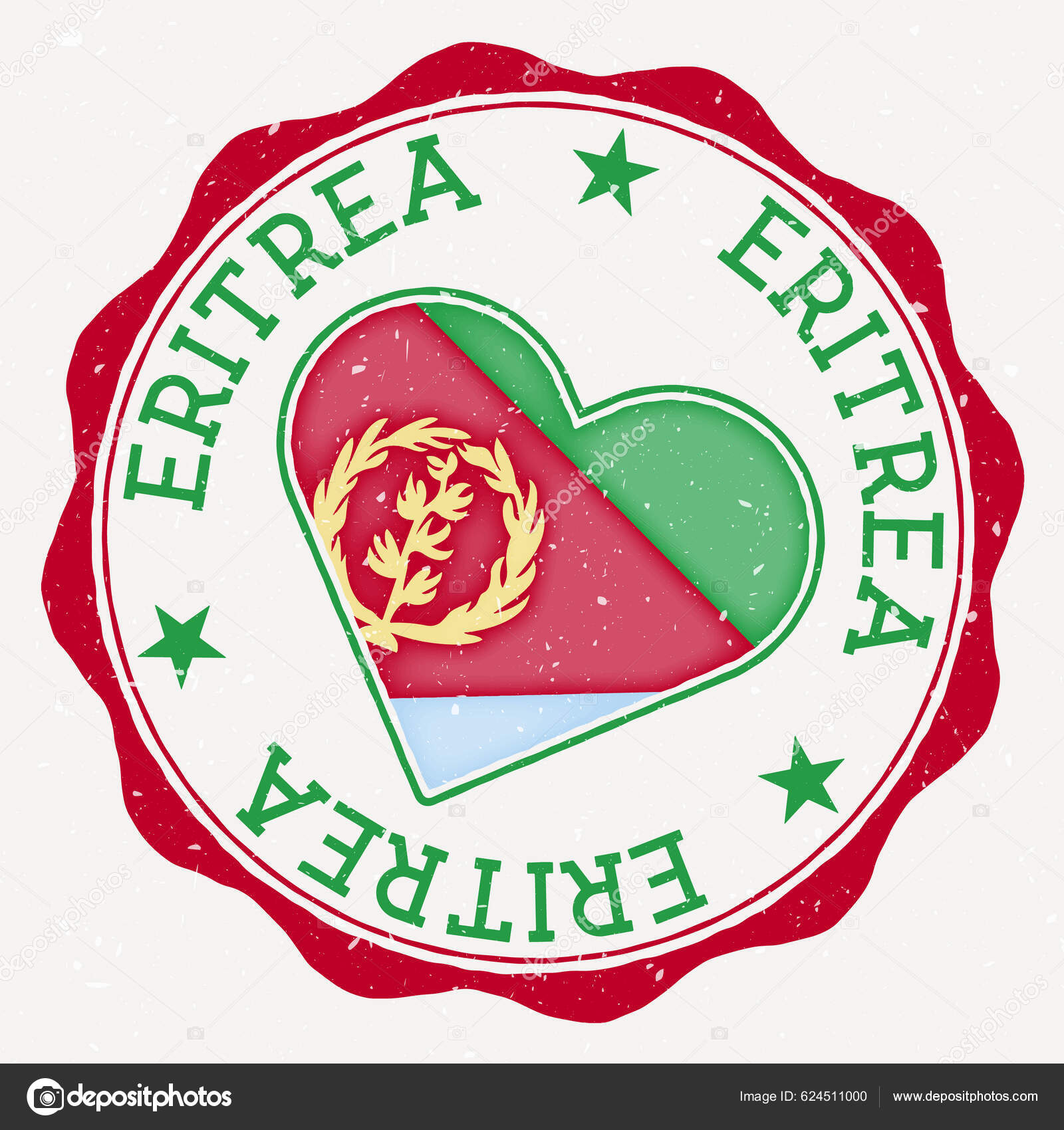 Eritrea Heart Flag Logo Country Name Text Eritrea Flag Shape Stock ...