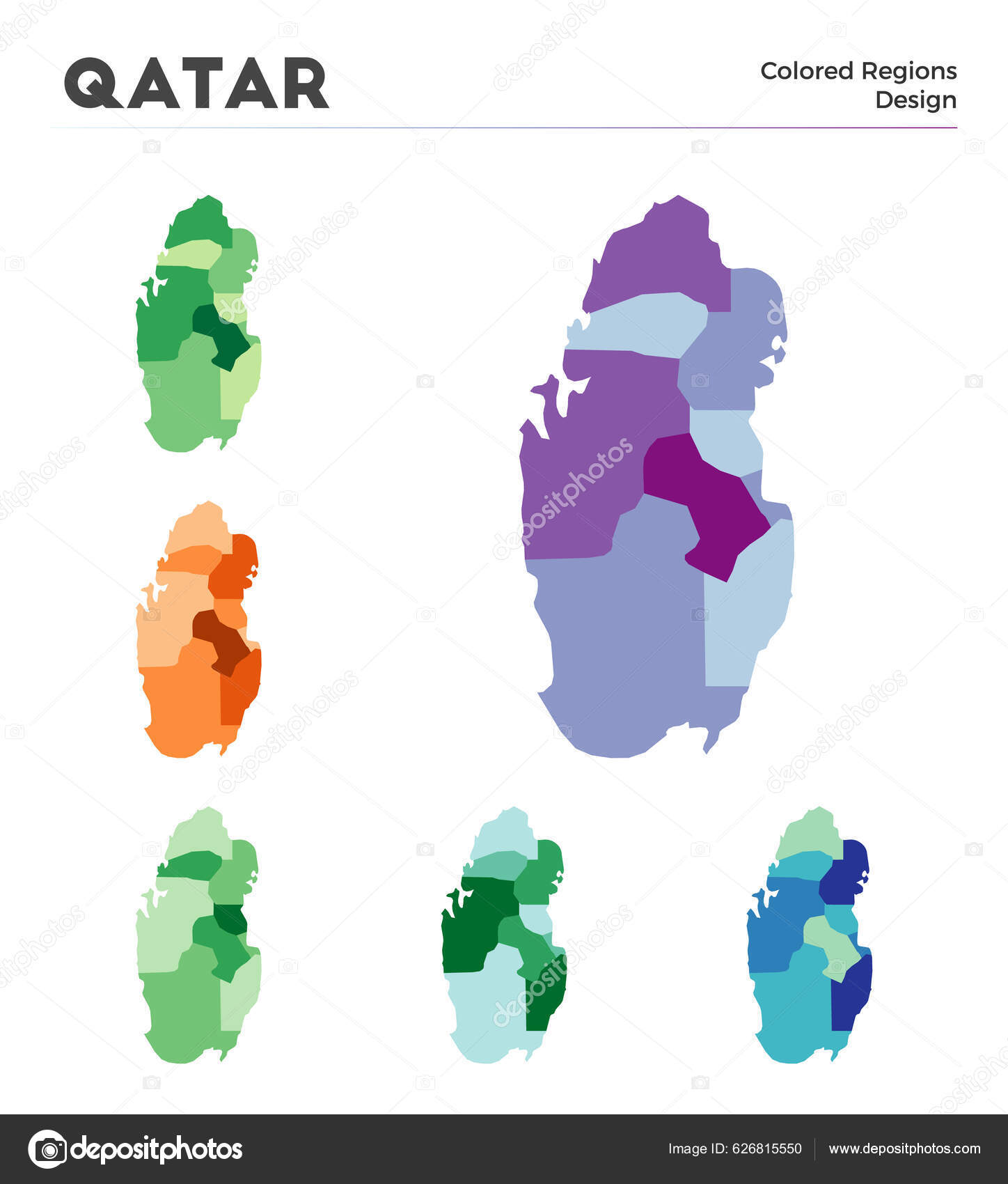 Qatar Map Collection Borders Qatar Your Infographic Colored Country ...