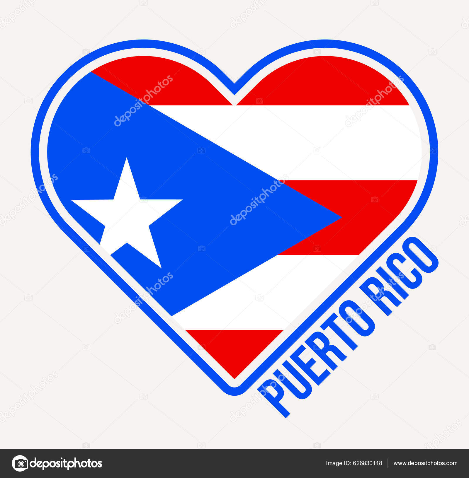 Puerto Rico Heart Flag Badge Made Love Puerto Rico Logo Vector de stock por ©gagarych 626830118