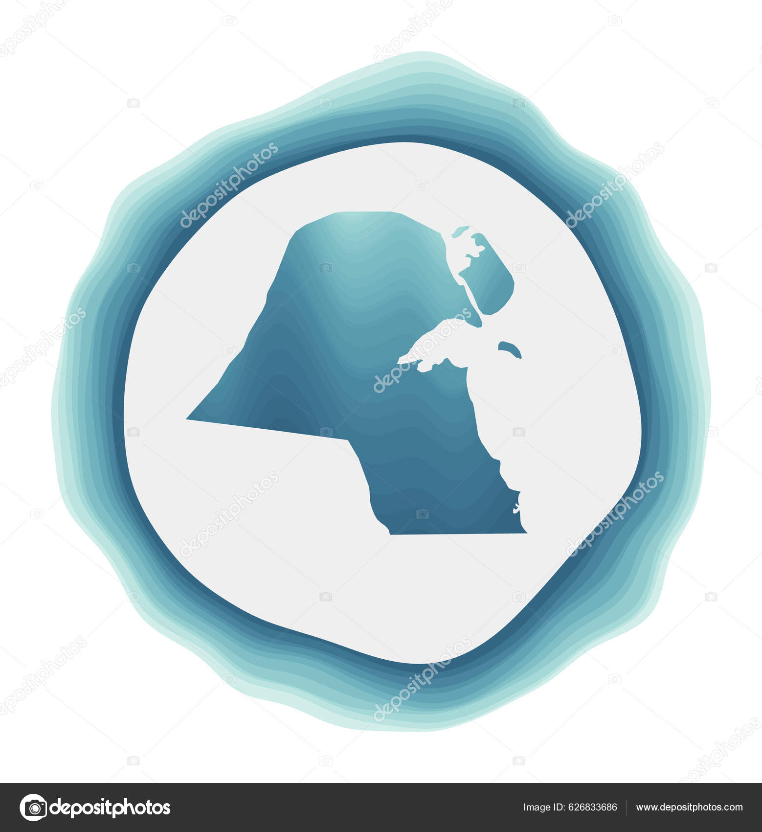 Kuwait Logo Badge Country Layered Circular Sign Kuwait Border Shape ...