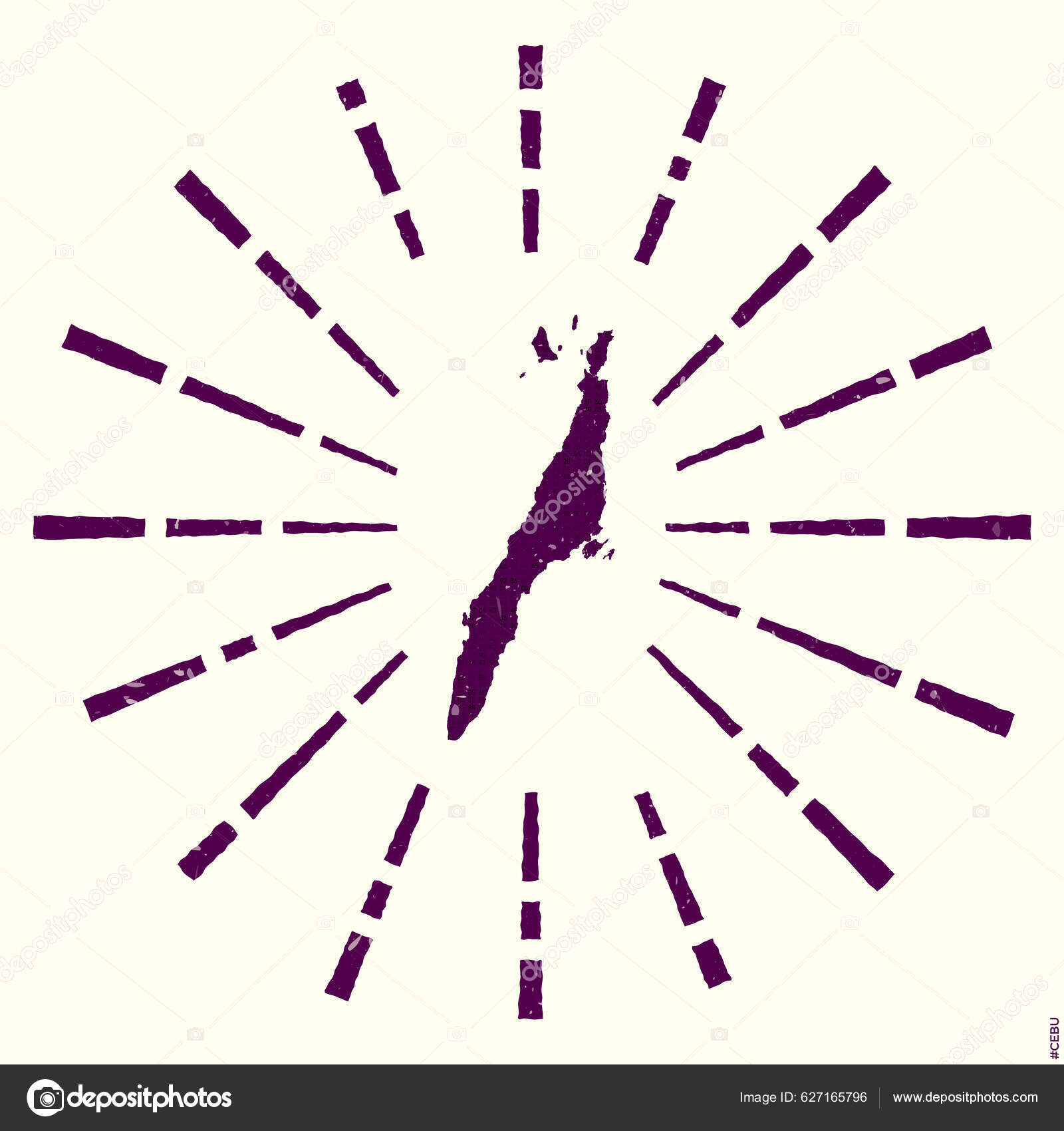 Cebu Logo Grunge Sunburst Poster Map Island Shape Cebu Filled Vector de ...